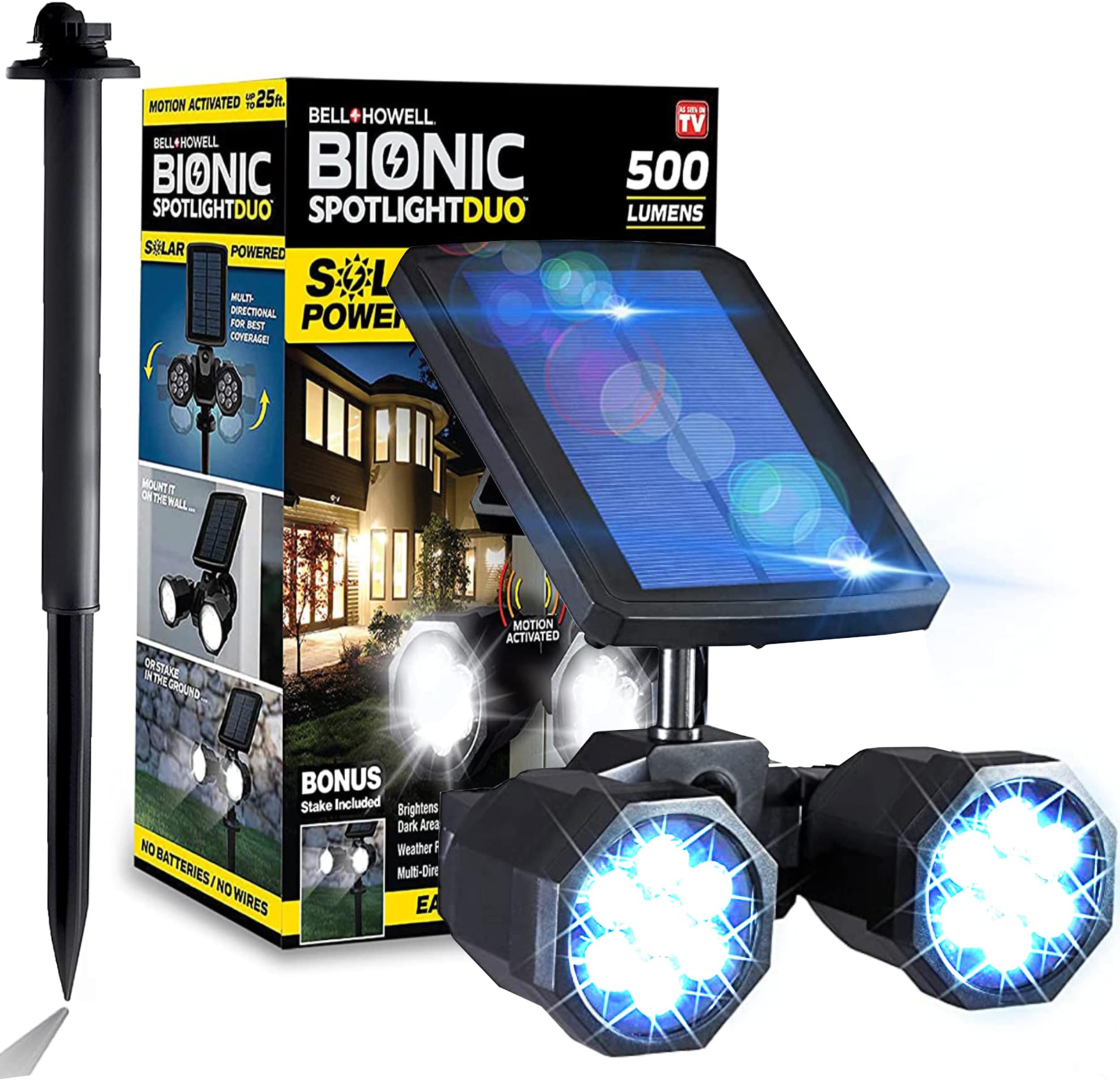 Bell+Howell Bionic Spotlight White Solar Outdoor Lights with Motion ...