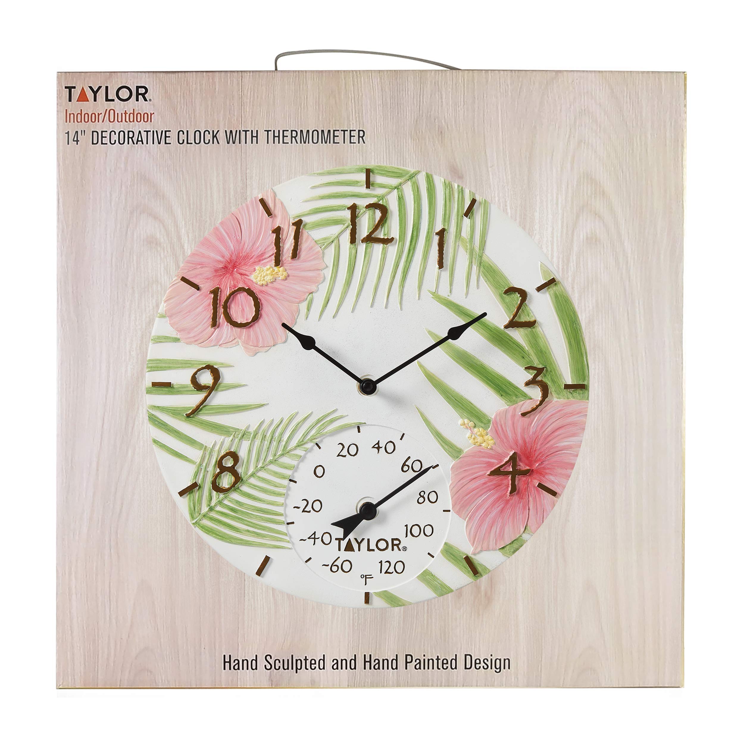 Taylor Precision Products Pink Hibiscus Poly resin Clock and ...