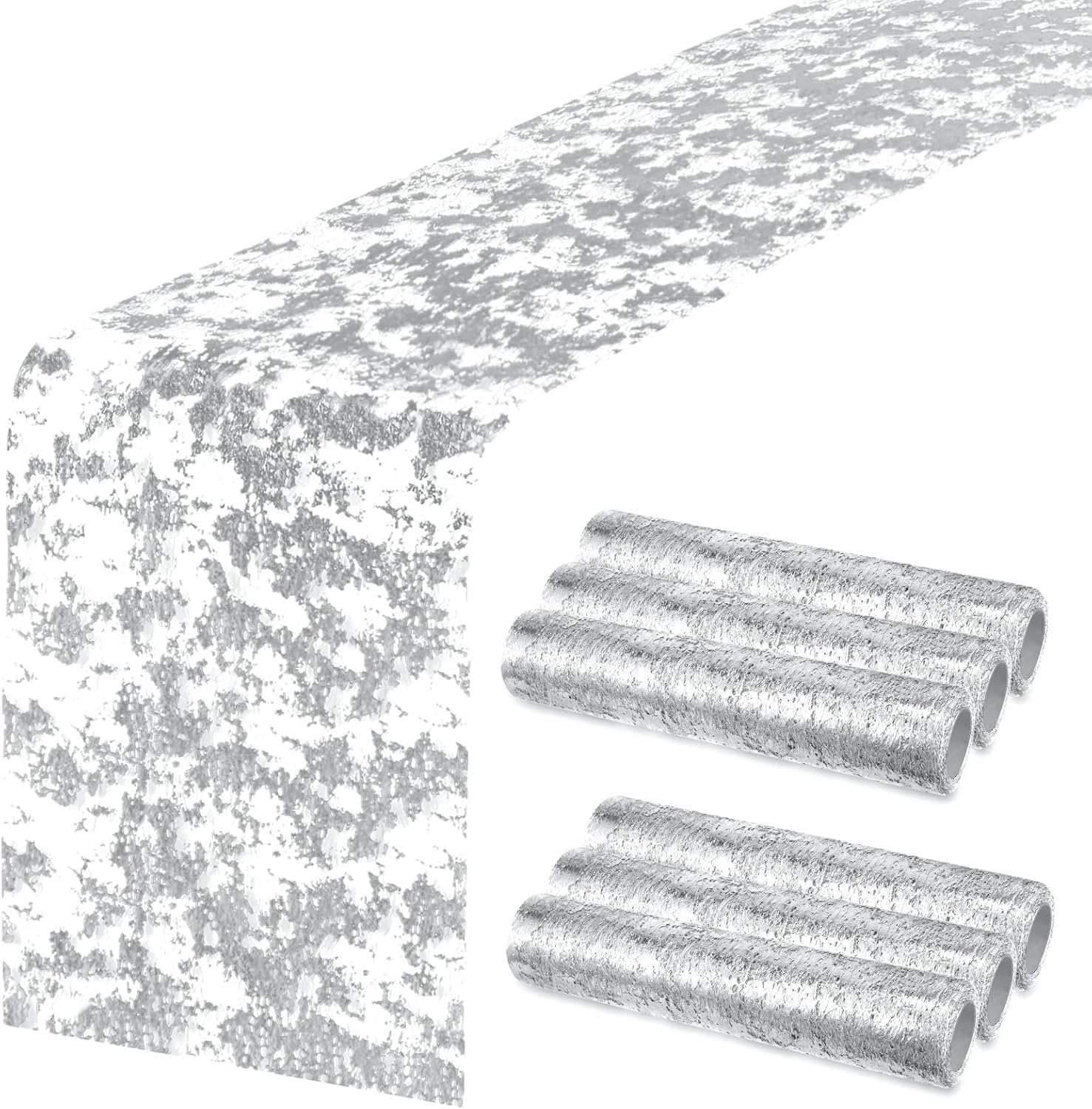 Amazon.com: Mixweer 6 Pcs Metallic Silver Table Runner 11 x 110 Inches ...