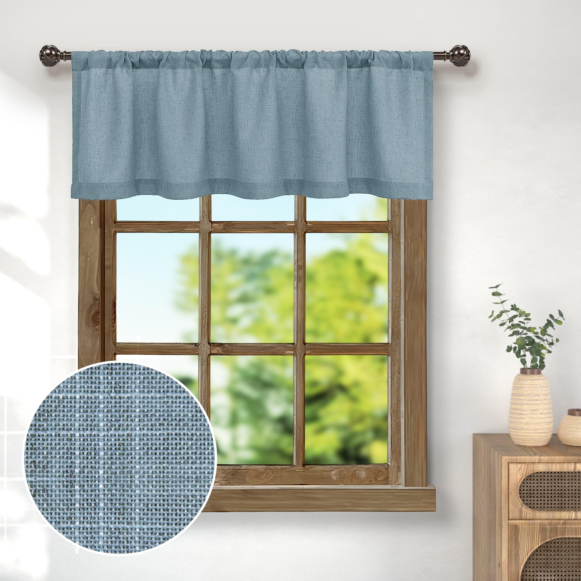 Amazon.com: Pitalk Farmhouse Kitchen Valance for Windows Burlap Light ...