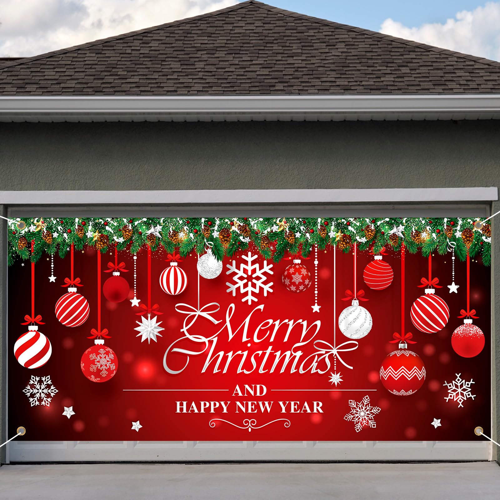 Amazon.com: Ganeen Christmas Garage Door Decorations Christmas Balls ...