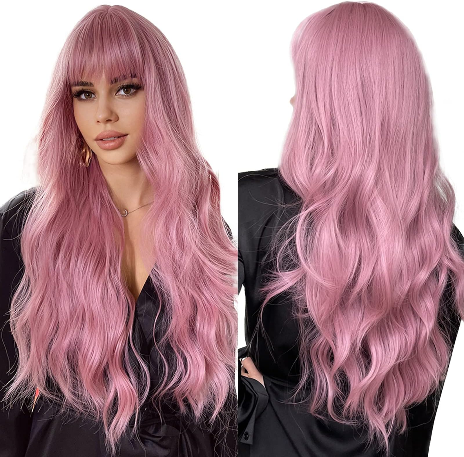 Amazon.com : OUFEI Long Wavy Strawberry Blonde Wigs for Women Natural ...