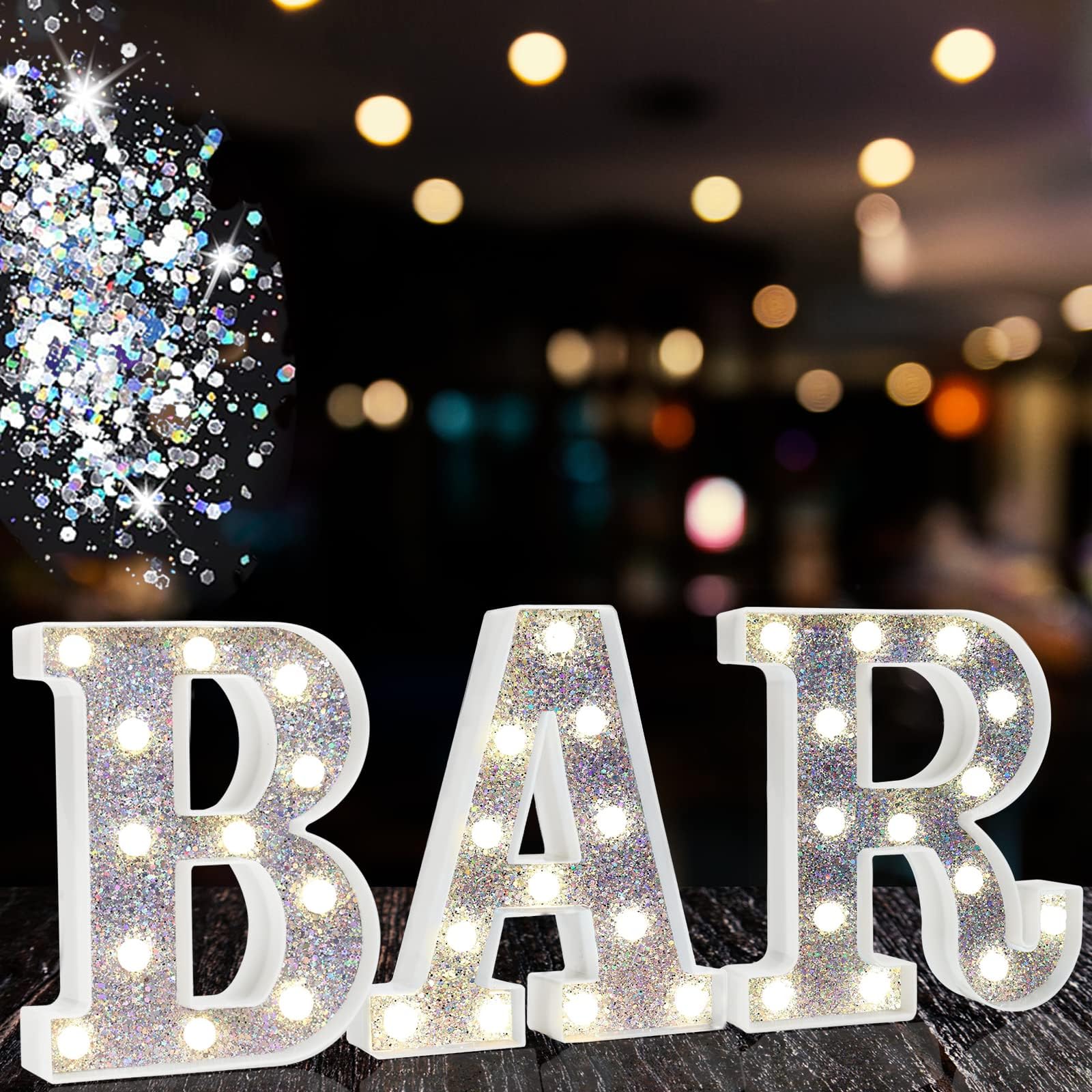 Amazon.com: Light Up Bar Sign, Glitter Marquee Bar Letter Signs for ...