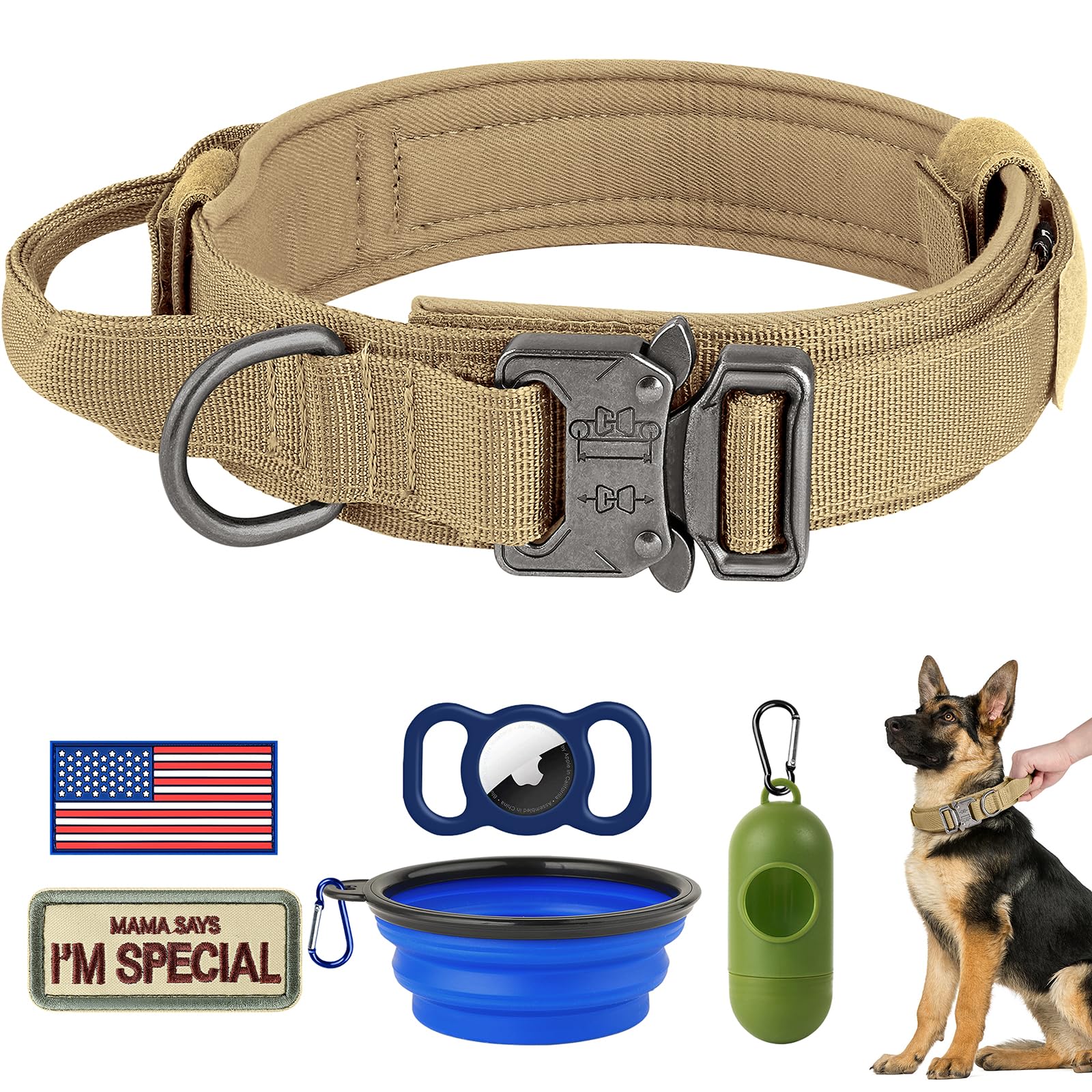 Amazon.com : HYDEME Tactical Dog Collar Adjustable Nylon Collar with ...
