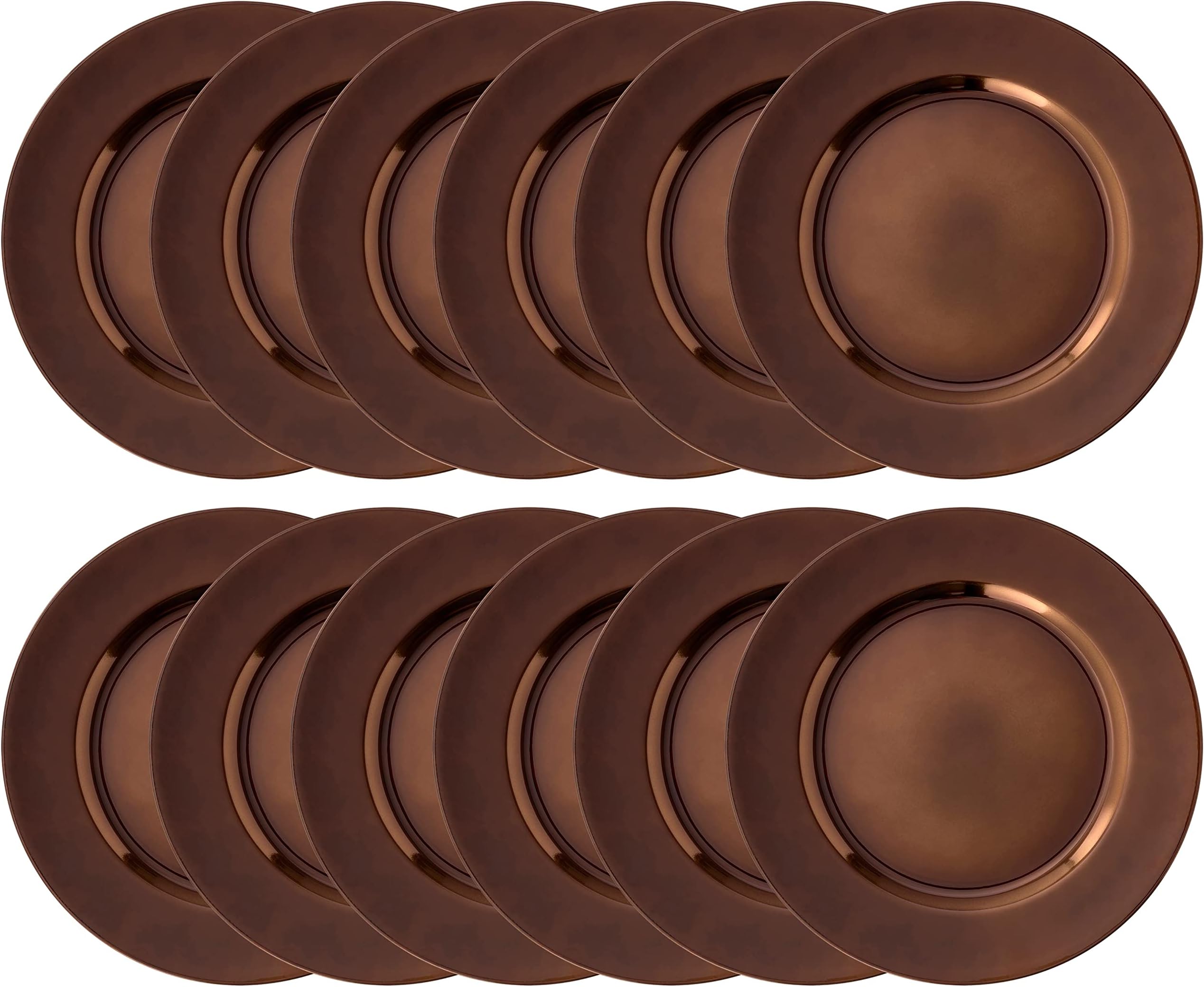 Amazon.com | JRHCGH 13" Round Faux Wooden Plastic Plates, Brown Antique ...