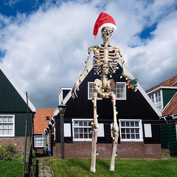 Amazon.com : Honoson 12 ft Skeleton Santa Costume Accessories Includes ...
