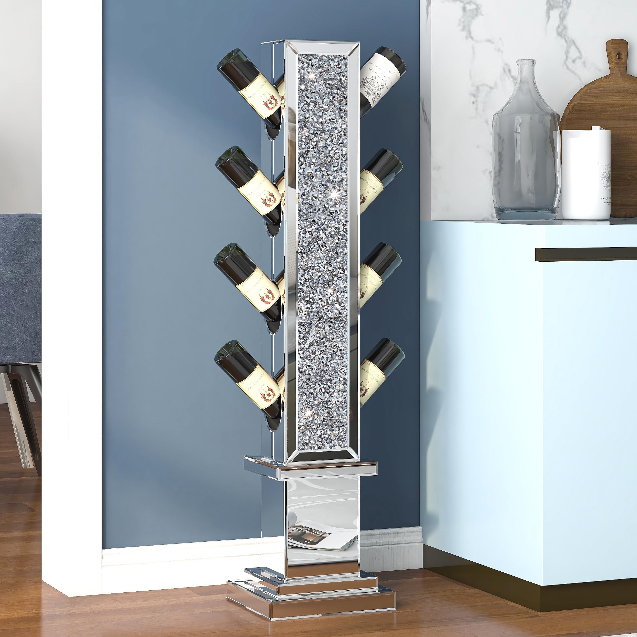 Amazon.com: blingworld Mirrored Wine Rack Freestanding Floor, Luxury ...