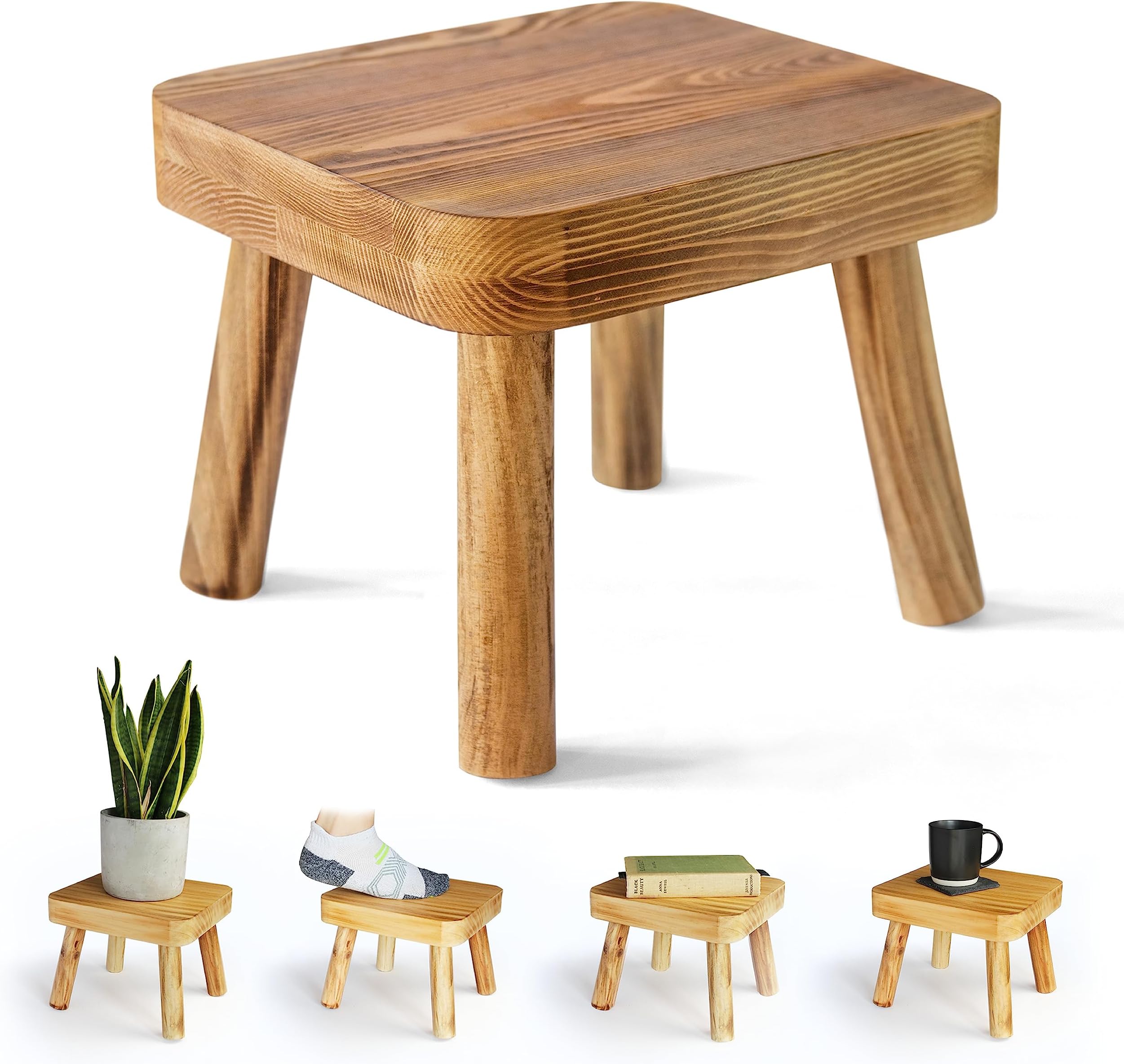 Premier Housewares Bamboo Kitchen Stool Wooden Bar Stool Round Kitchen ...