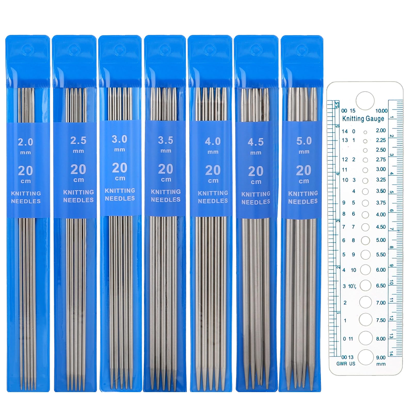 Amazon.com: 36 Pcs Double Pointed Knitting Needles Set 7 Sizes 7.9 Inch ...