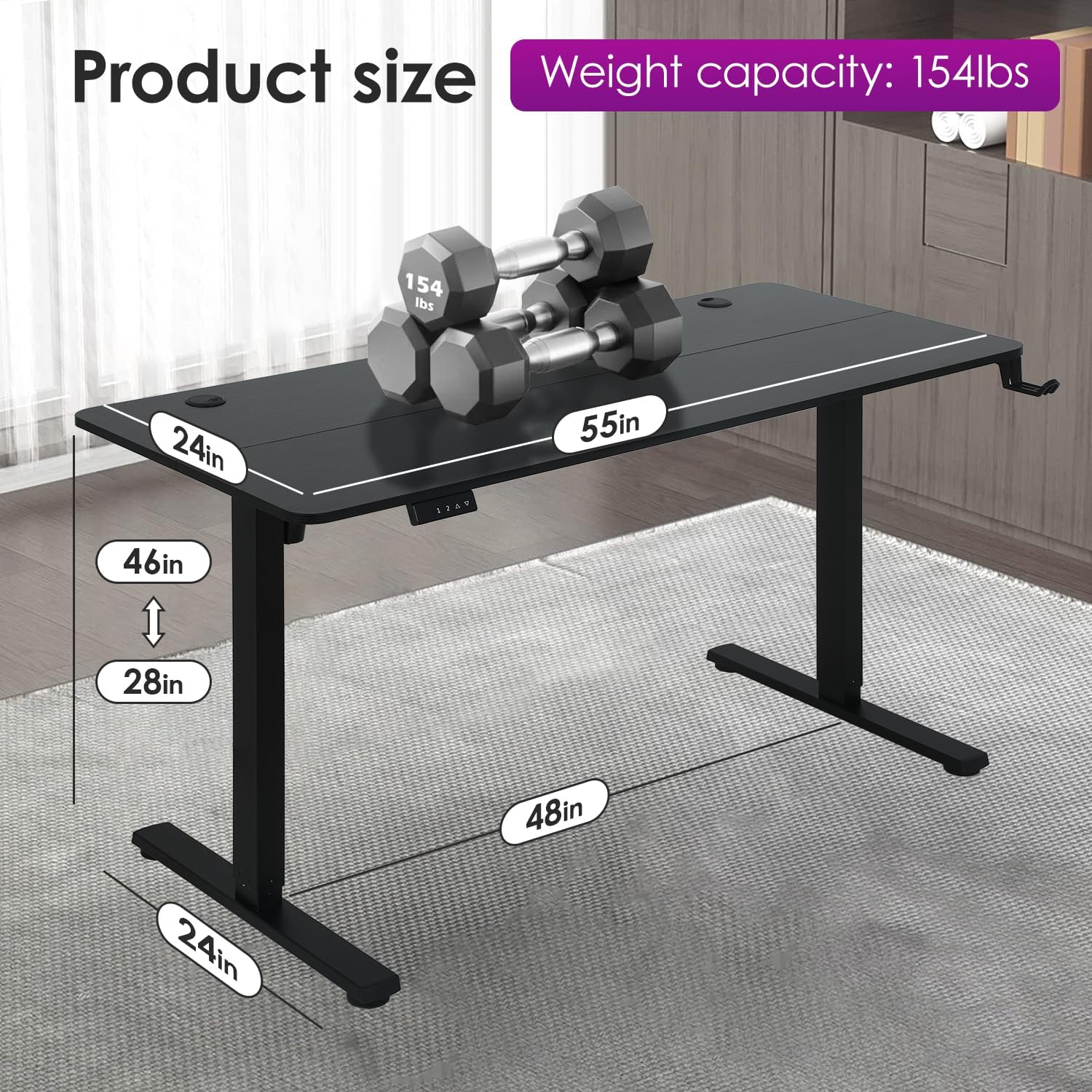 Computer Desk Adjustable Height Computer Workstation Electric Lifting ...