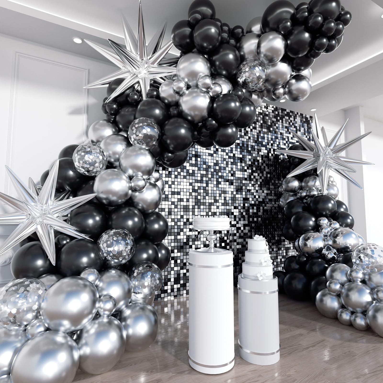 Amazon.com: ADOINBY Black and Silver Balloon Arch Kit, 201Pcs Explosion ...