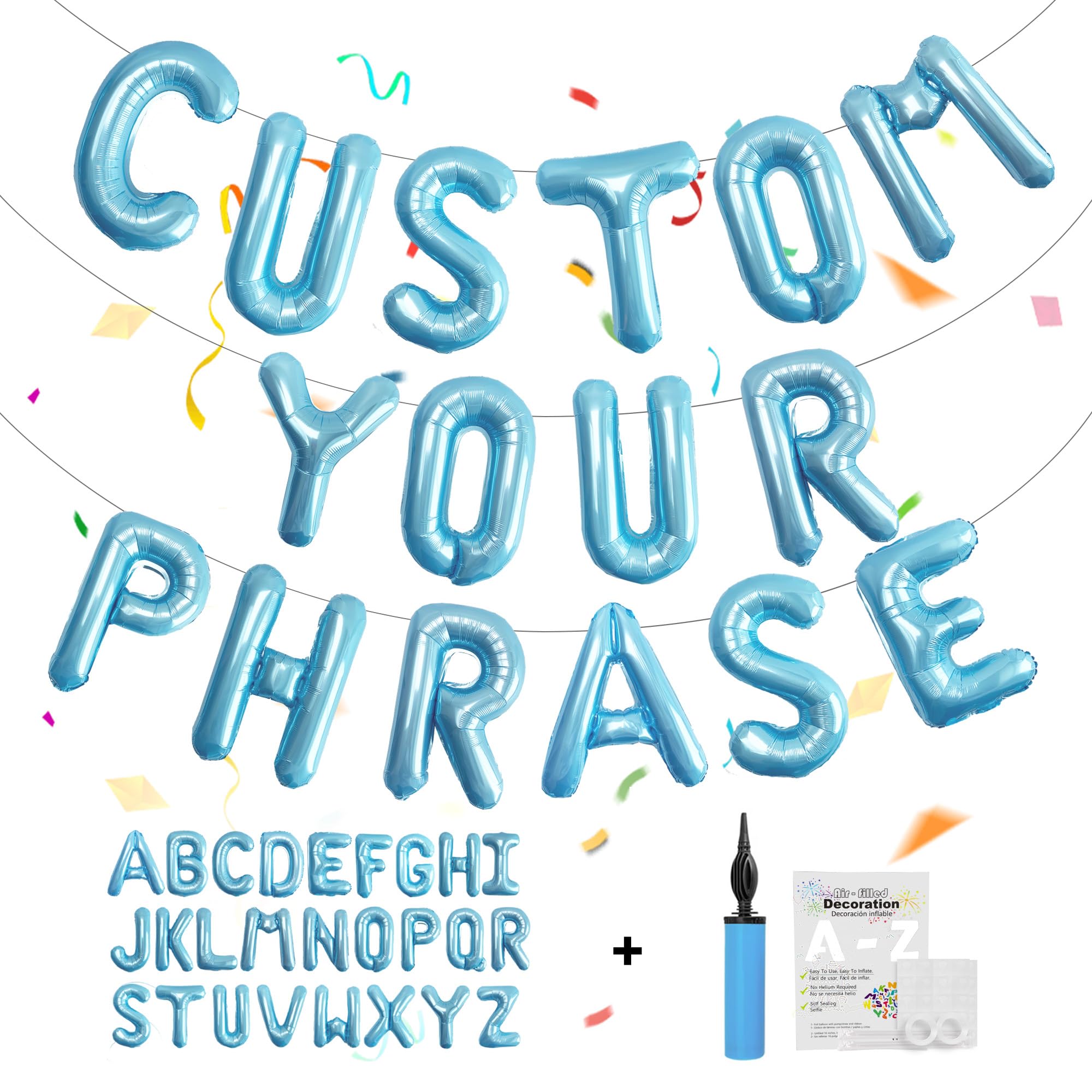 Amazon.com: TangTuan 53pcs Baby Blue Letter Balloons, Custom A-Z Set ...