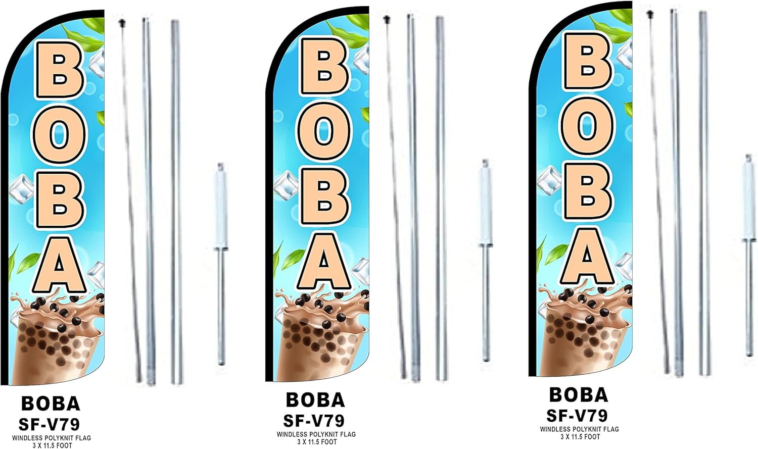 Amazon.com : Boba Windless King Sized Flags - Pack of 3 | 3 ft x 11.5 ft Flags Marketing Sign ...