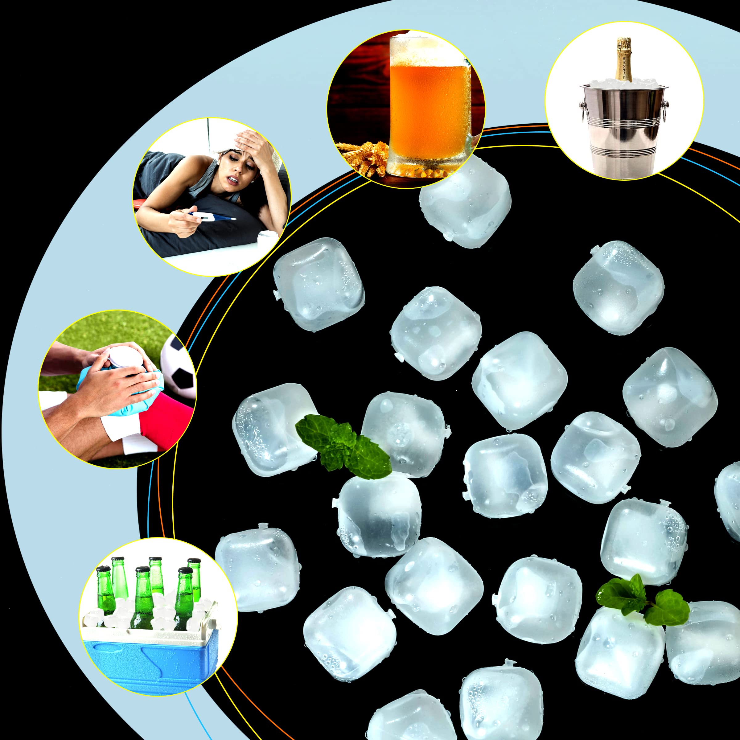 Snapklik.com : Reusable Plastic Ice Cubes 65 Pack White Refreezable ...