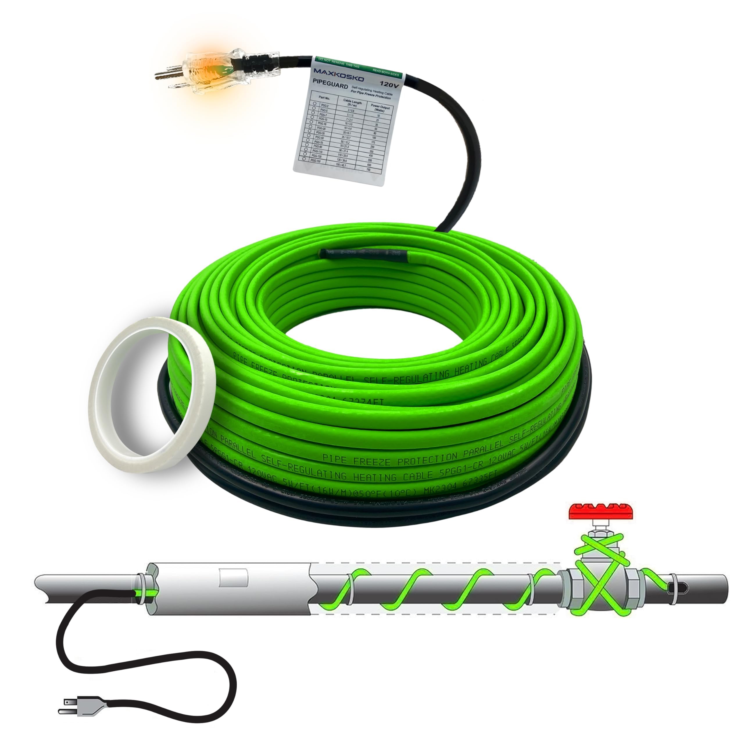 Snapklik.com : MAXKOSKO Pipe Heat Cable For Water Pipe Freeze Protection