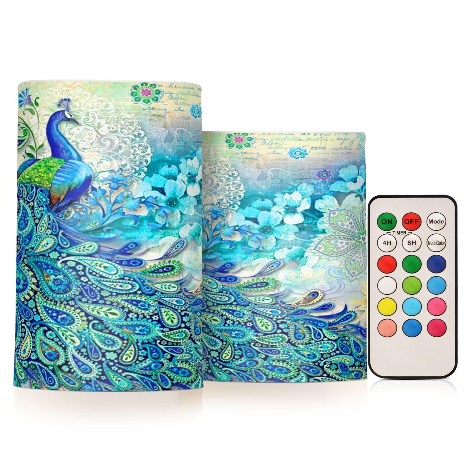 Amazon.com: SUABO Beautiful Peacock Flameless Candles, Flickering LED ...