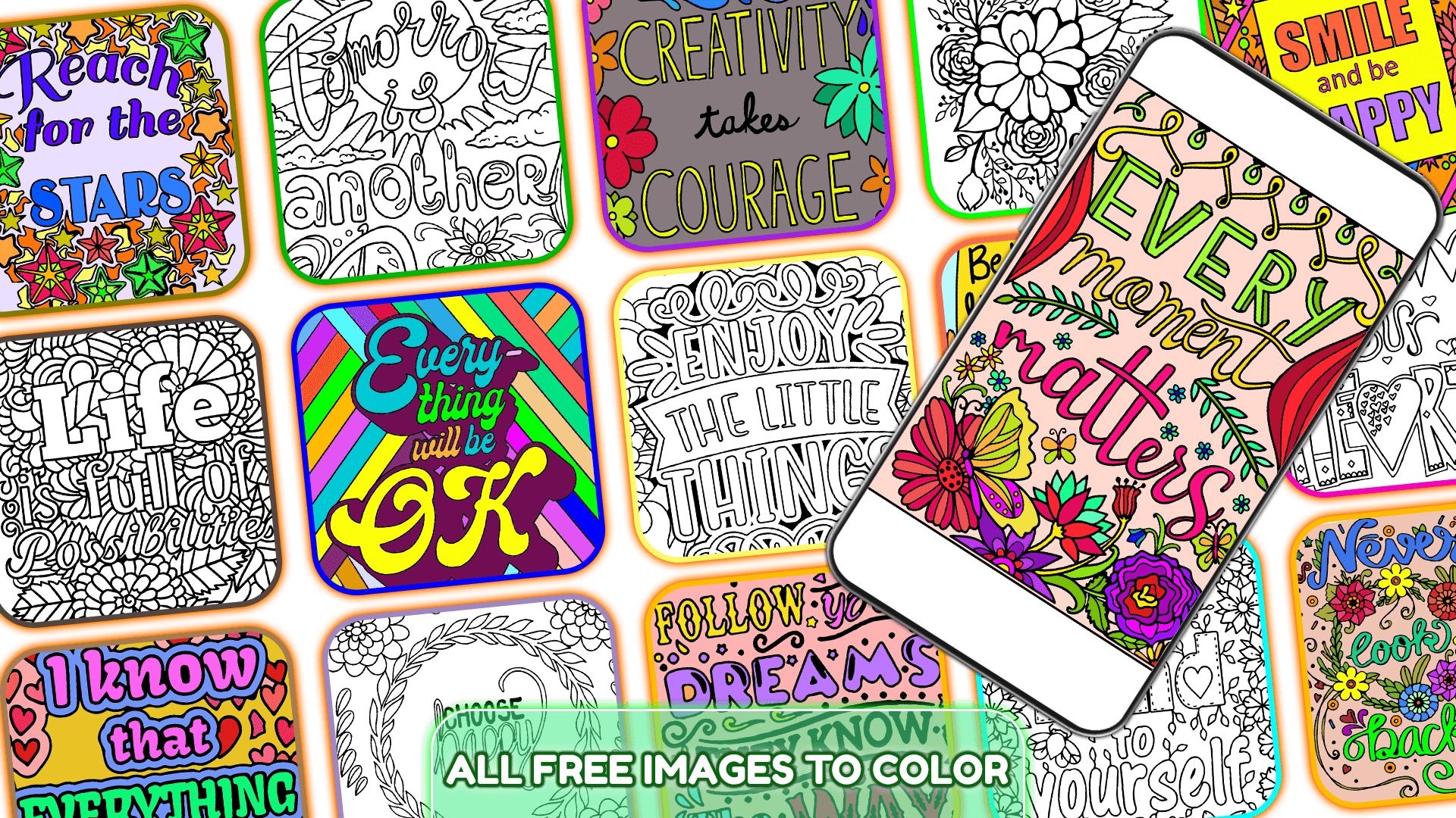 Motivational Quotes Color by Number - Grownups Paint + Glitter + Crayon ...