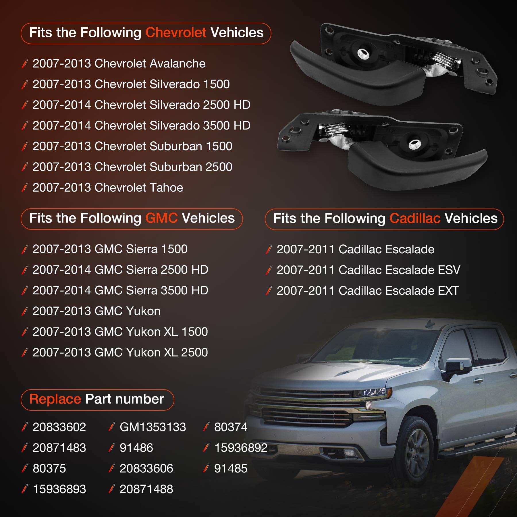Snapklik.com : Interior Door Handle Kit Front/Rear Left/Right Passenger ...