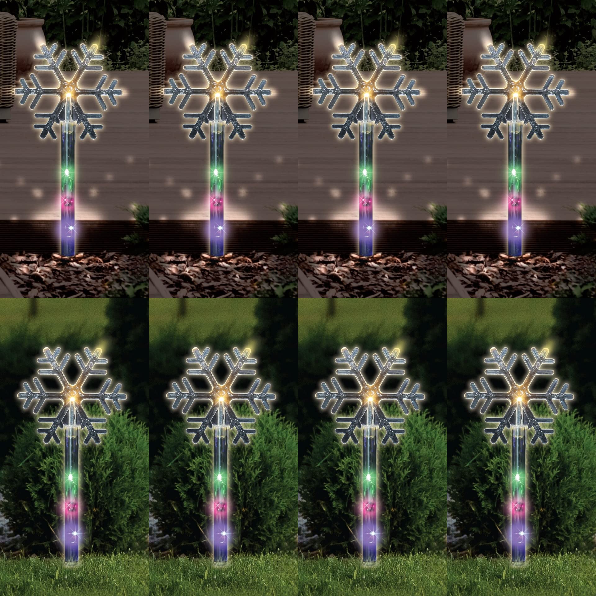 ADEPTNA Set of 8 Snowflake Path Stake Lights – 32 Supper Bright ...