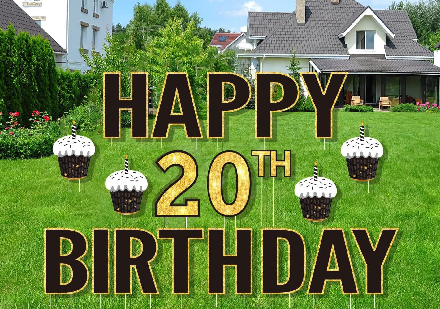 Amazon.com : 20Pcs 15" Large Happy 20th Birthday Party Yard Signs with ...