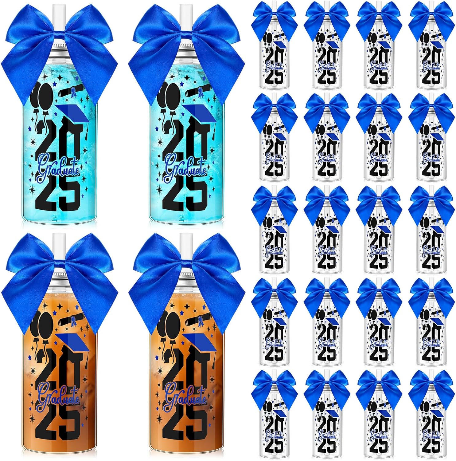 Amazon.com | Vesici 24 Pcs Graduation Plastic Cups with Lid and Straws ...