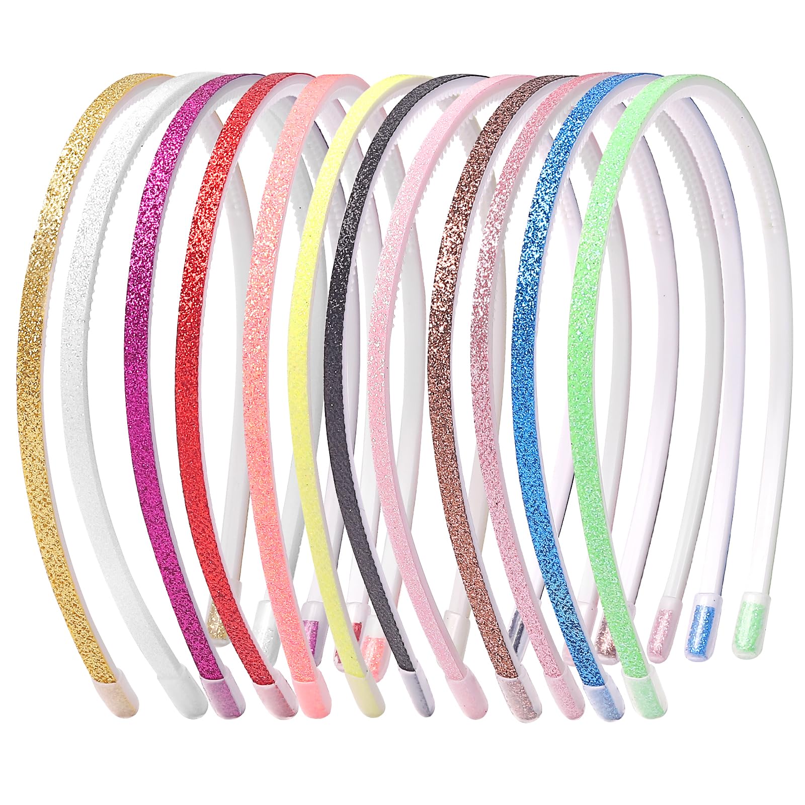 Amazon.com : ZIRICHER Glitter Thin Headbands for Women Girls Non Slip ...