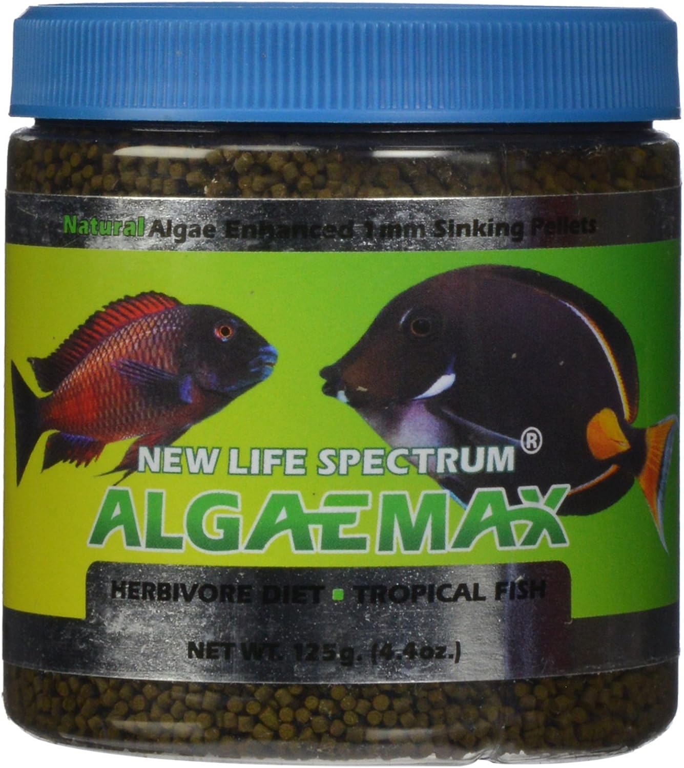 New Life Spectrum AlgaeMAX 1mm Enhanced Algae Pellet Pet Food, 125gm ...