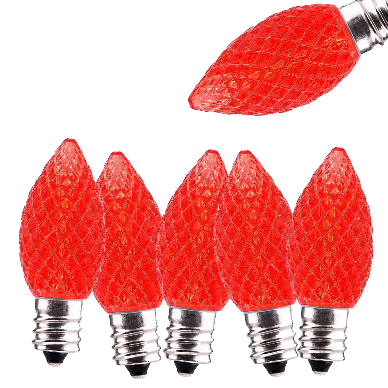 Jawtach C7 LED Christmas Light Bulbs - 50 Pack C7 LED Bulbs Red - 0.5W ...