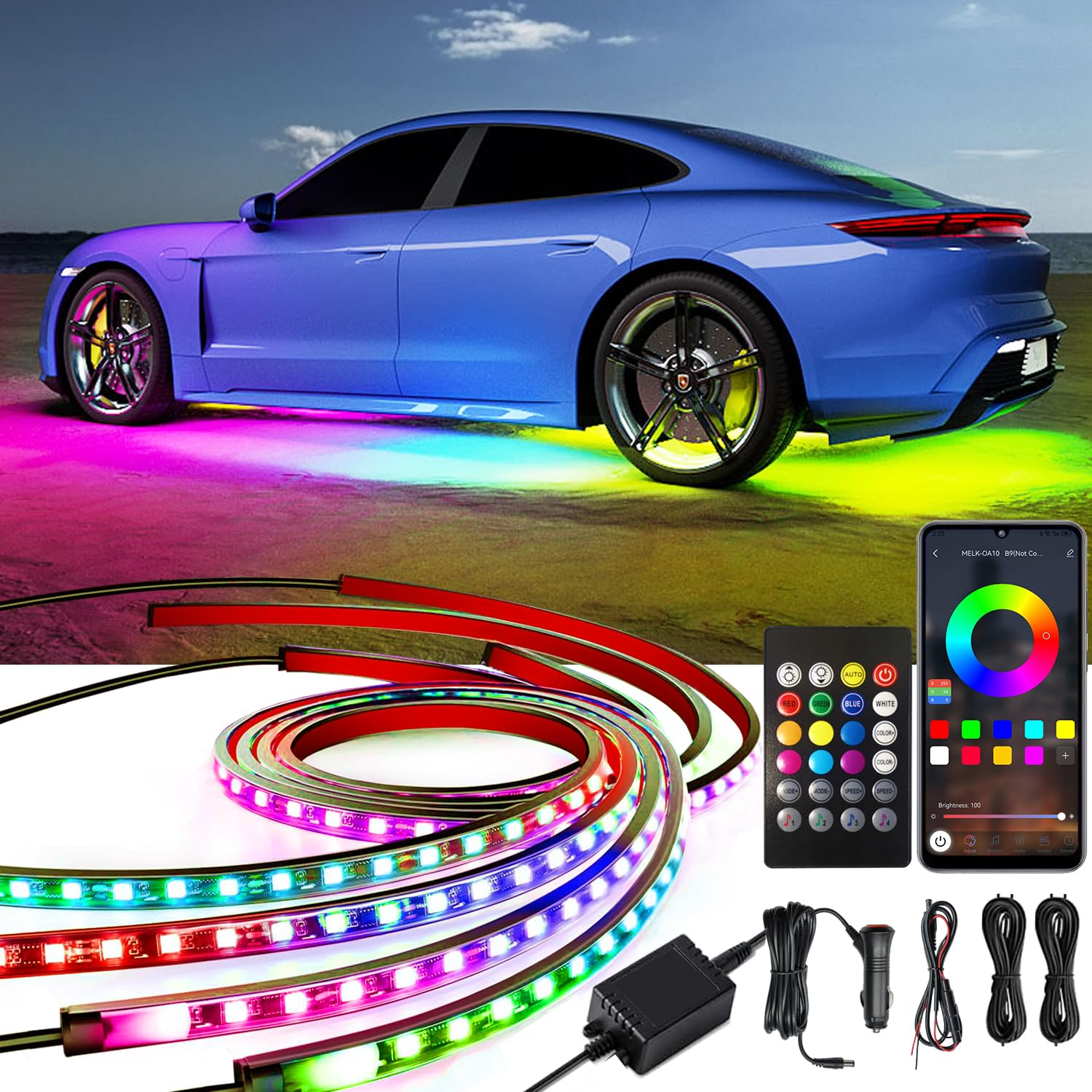Amazon.com: Glowlendra Underglow Car Lights, 4 pcs RGB-IC Smart LED ...