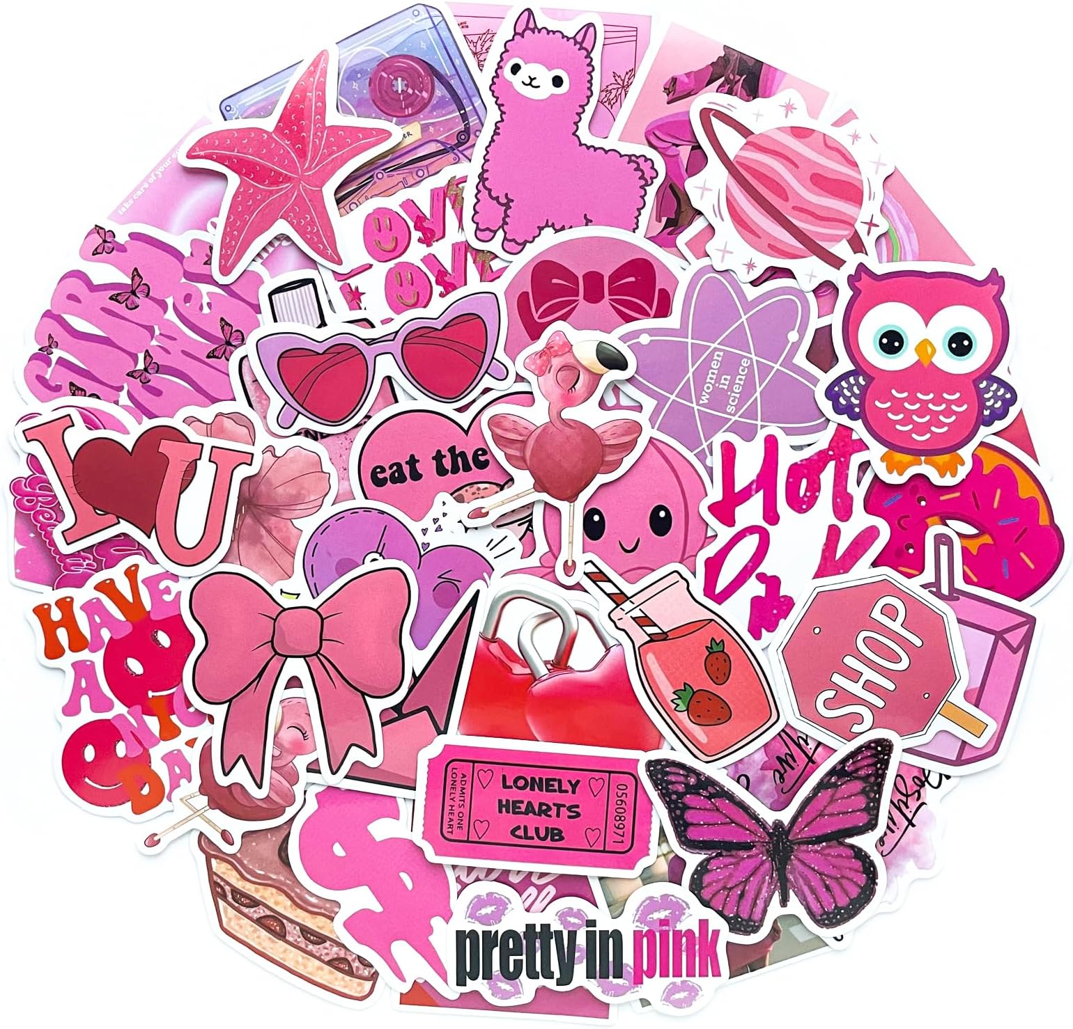 Amazon.com: YOKSAS Cute Pink Preppy Stickers,50PCS Aesthetic Vinyl ...