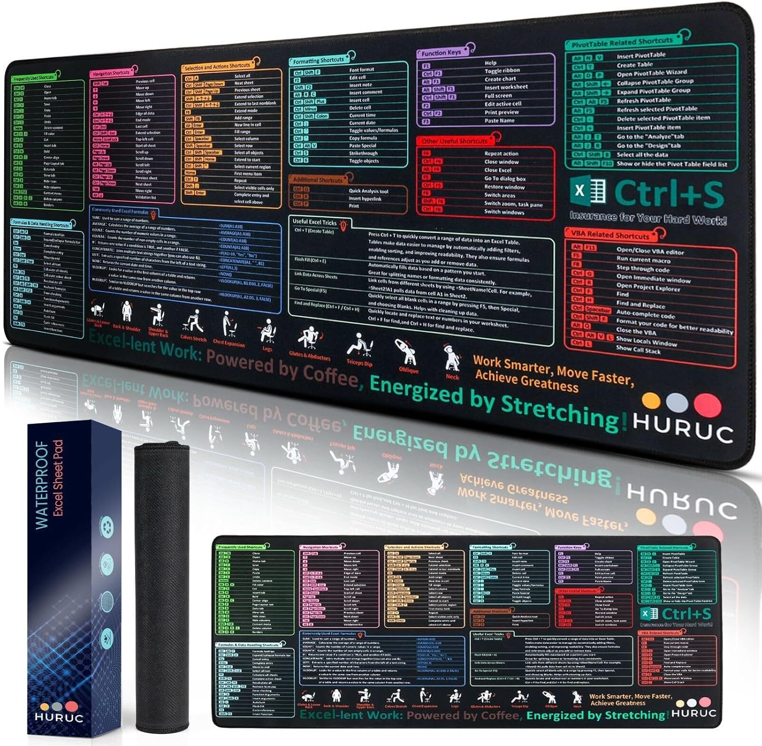 Excel Cheat Sheet Desk Pad – XL Excel Mouse Pad with Shortcut Keys ...