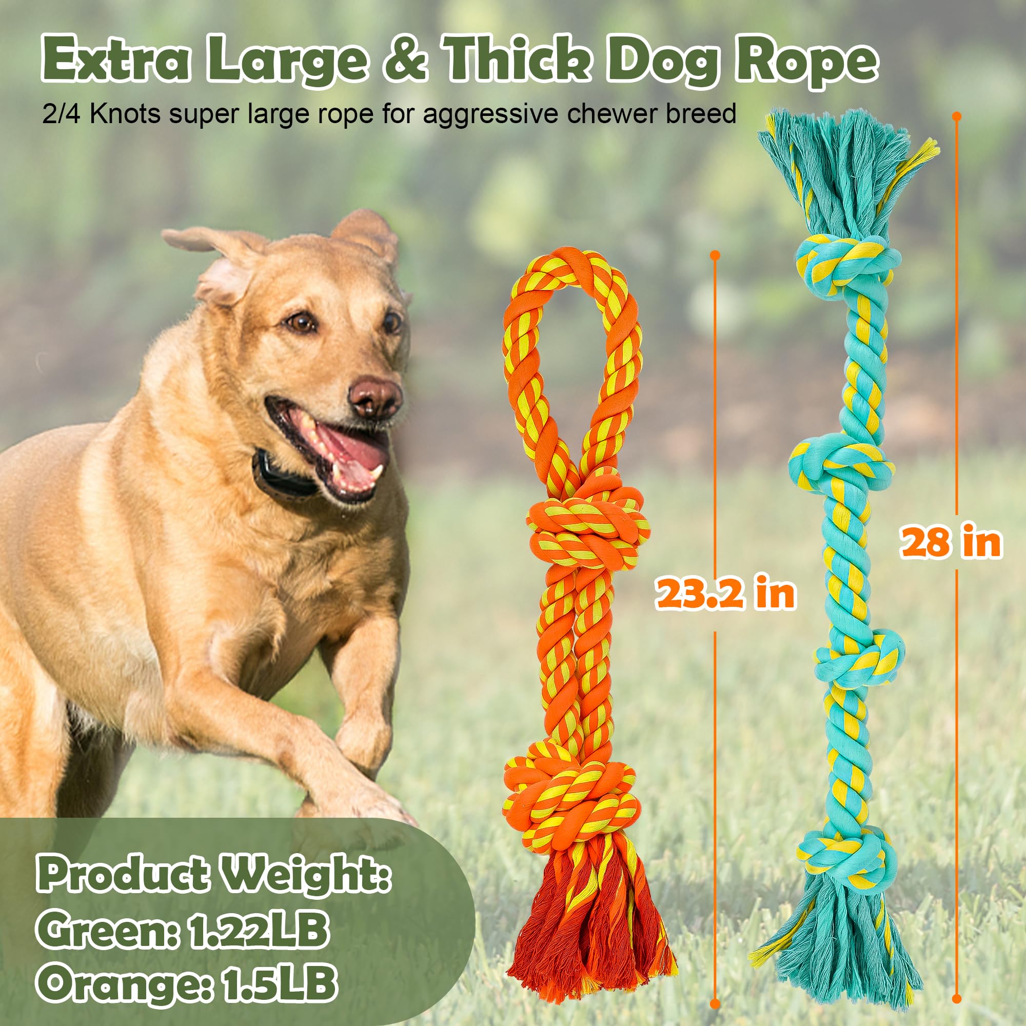 Snapklik.com : Large Dog Rope Toys For Aggressive Chewers,2 Pack Tough ...