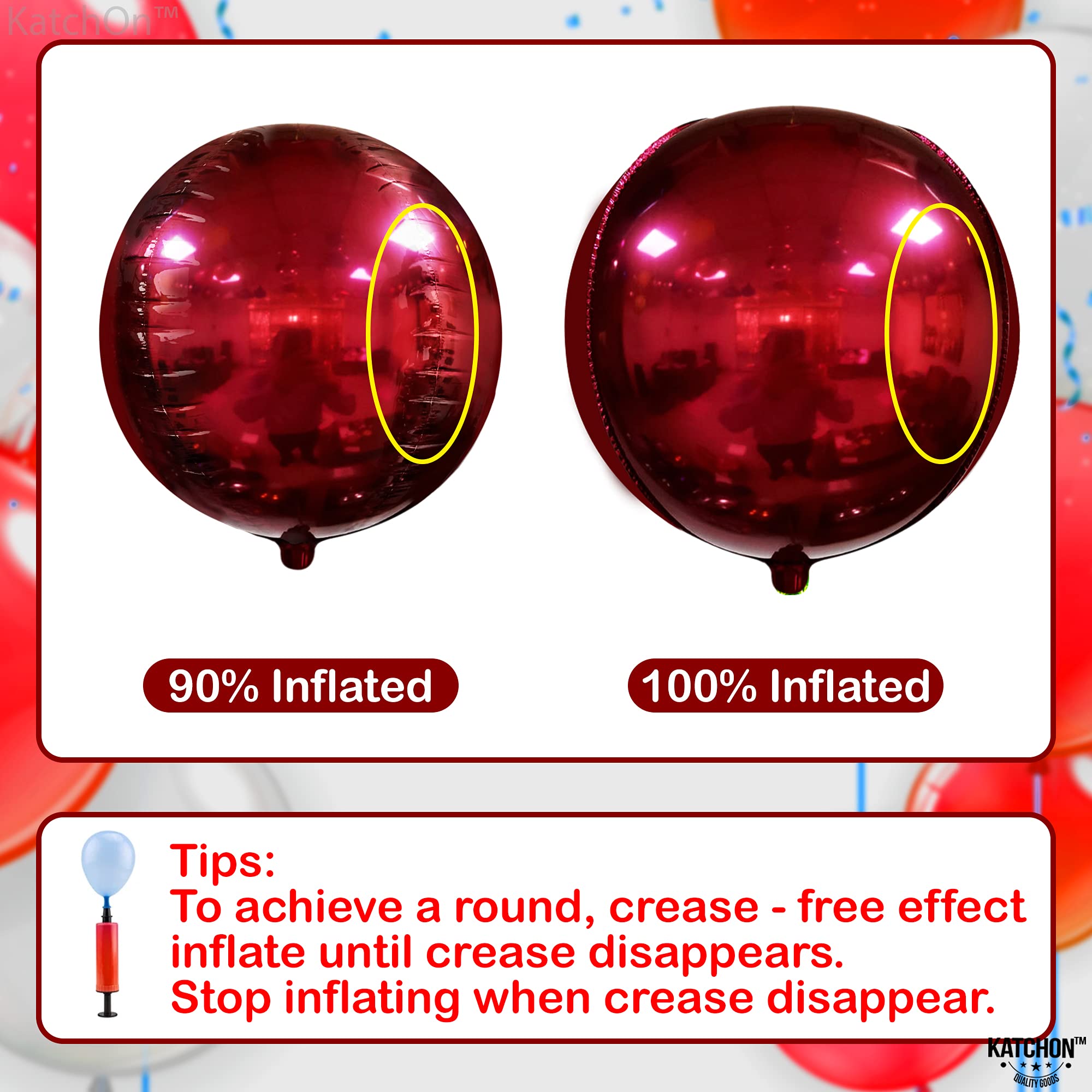 Snapklik.com : Huge Metallic Red Balloons - 22 Inch, Pack Of 6 Round 4D ...