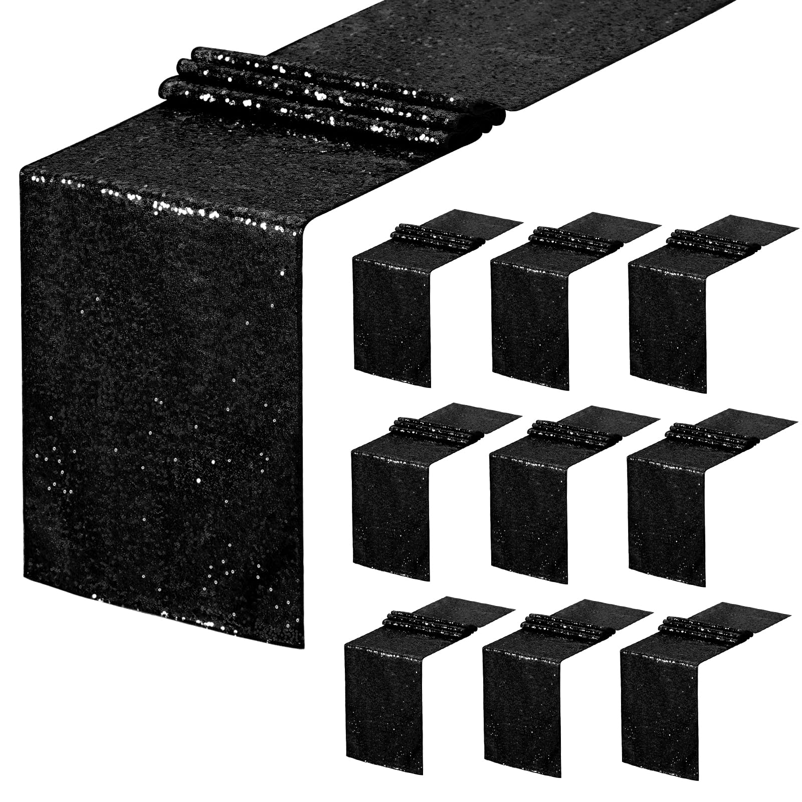 Amazon.com: Black Table Runners Sparkly Halloween Table Runner 10 Packs ...