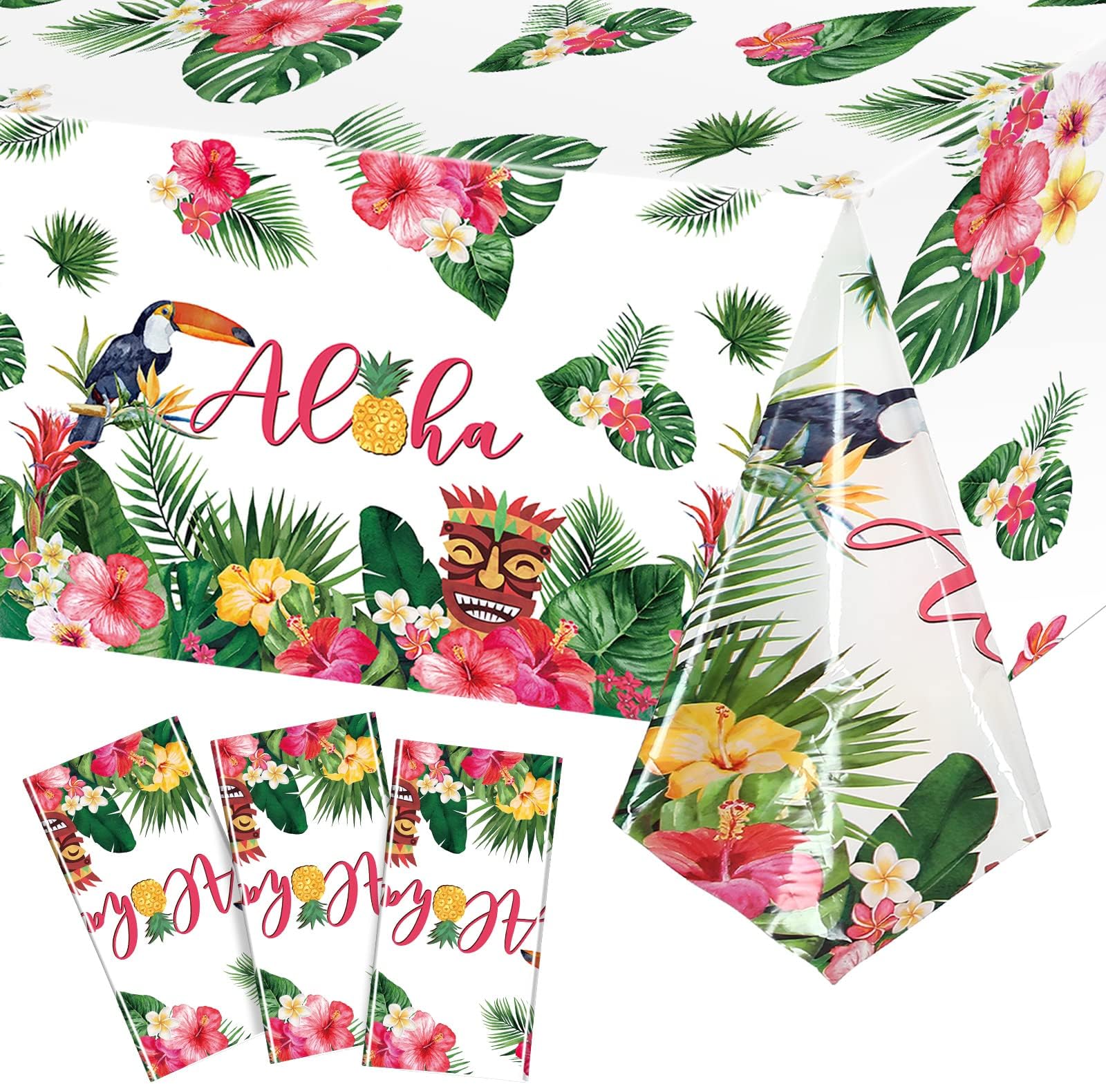 Amazon.com: Oudain Hawaiian Tablecloth 84 Inch Luau Tropical Flower ...