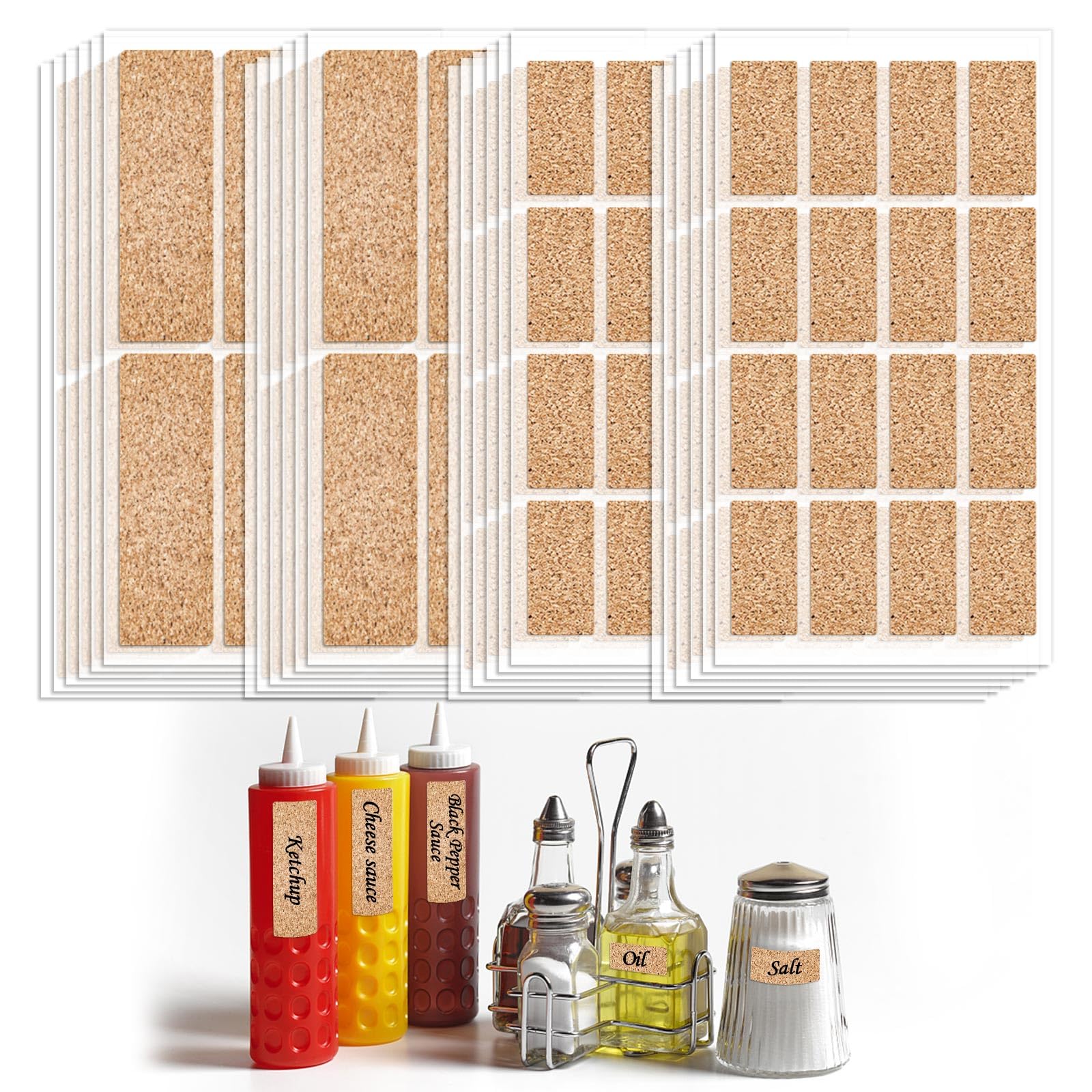 Amazon.com : 264 Pcs Cork Wooden Label Stickers, 2 Sizes Waterproof ...