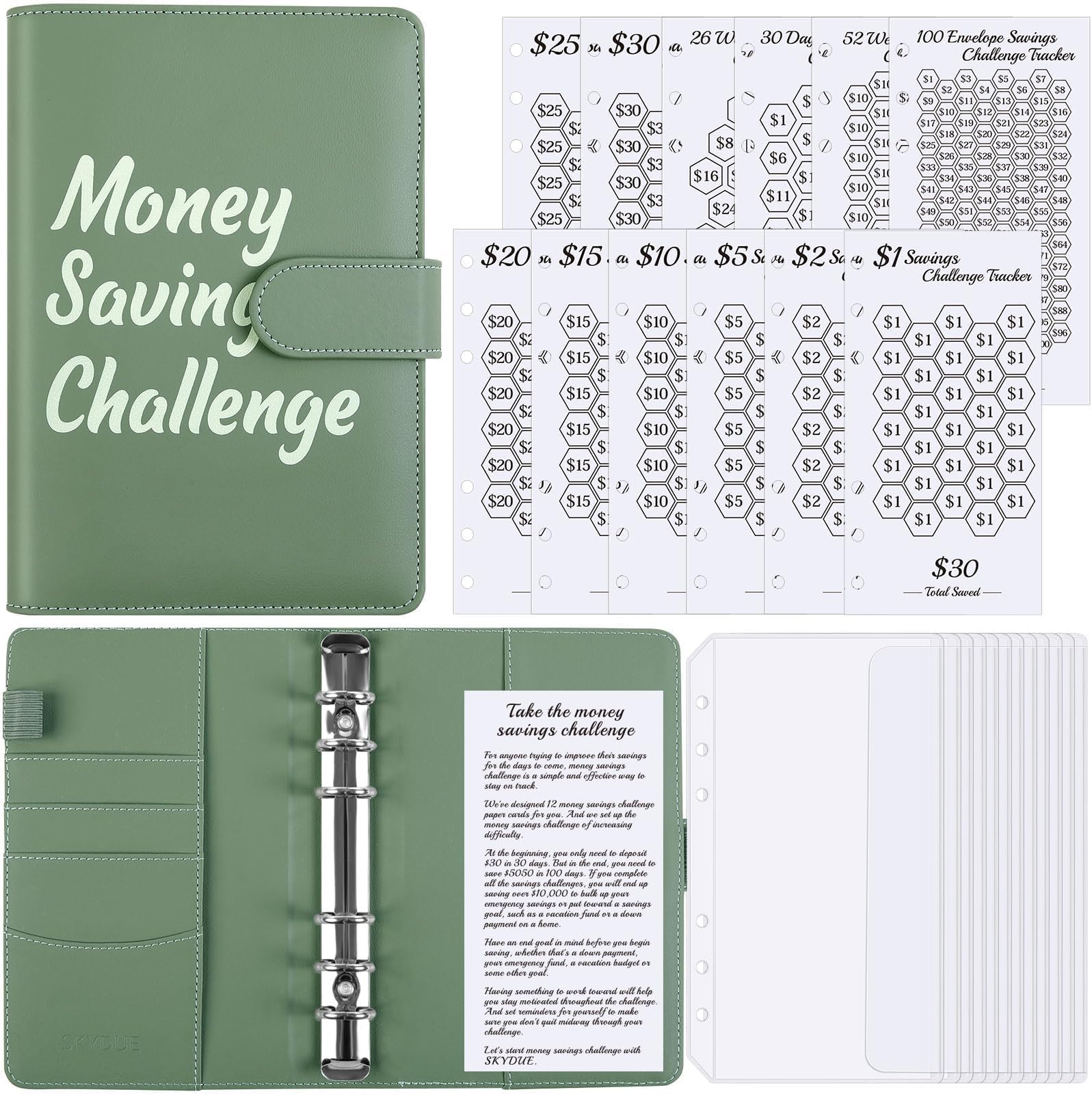 Amazon.com : 2 in 1 Money Saving Binder, A6 Budget Binder with Upgraded ...