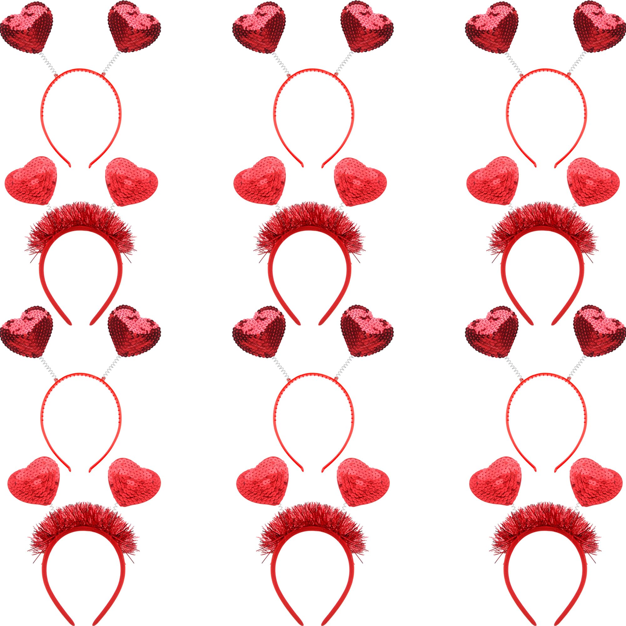 Amazon.com: Cagemoga 12 Pieces Valentines Day Heart Headband Glitter ...