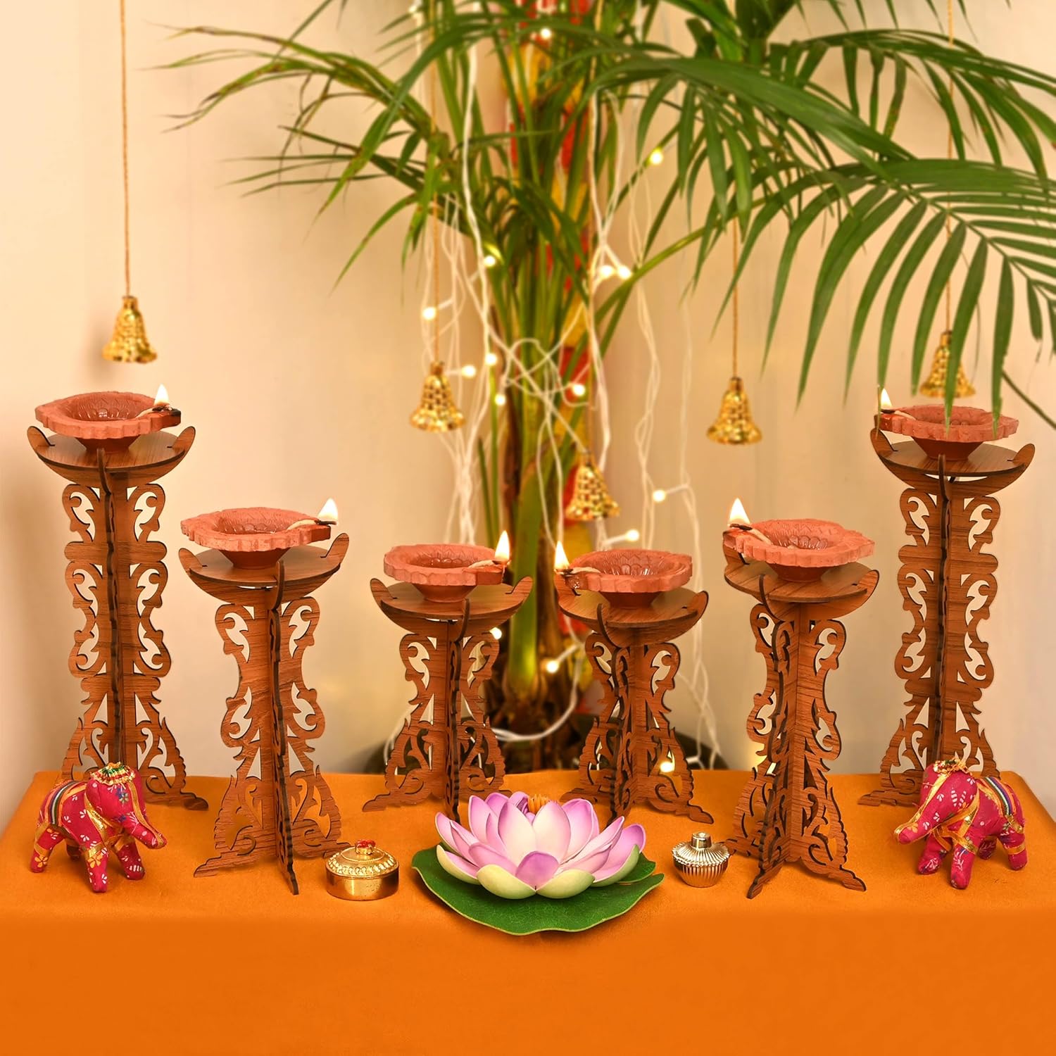 Buy GKD Diya Stand Wooden Traditional Deepam Stand Hand Crafted Diya ...