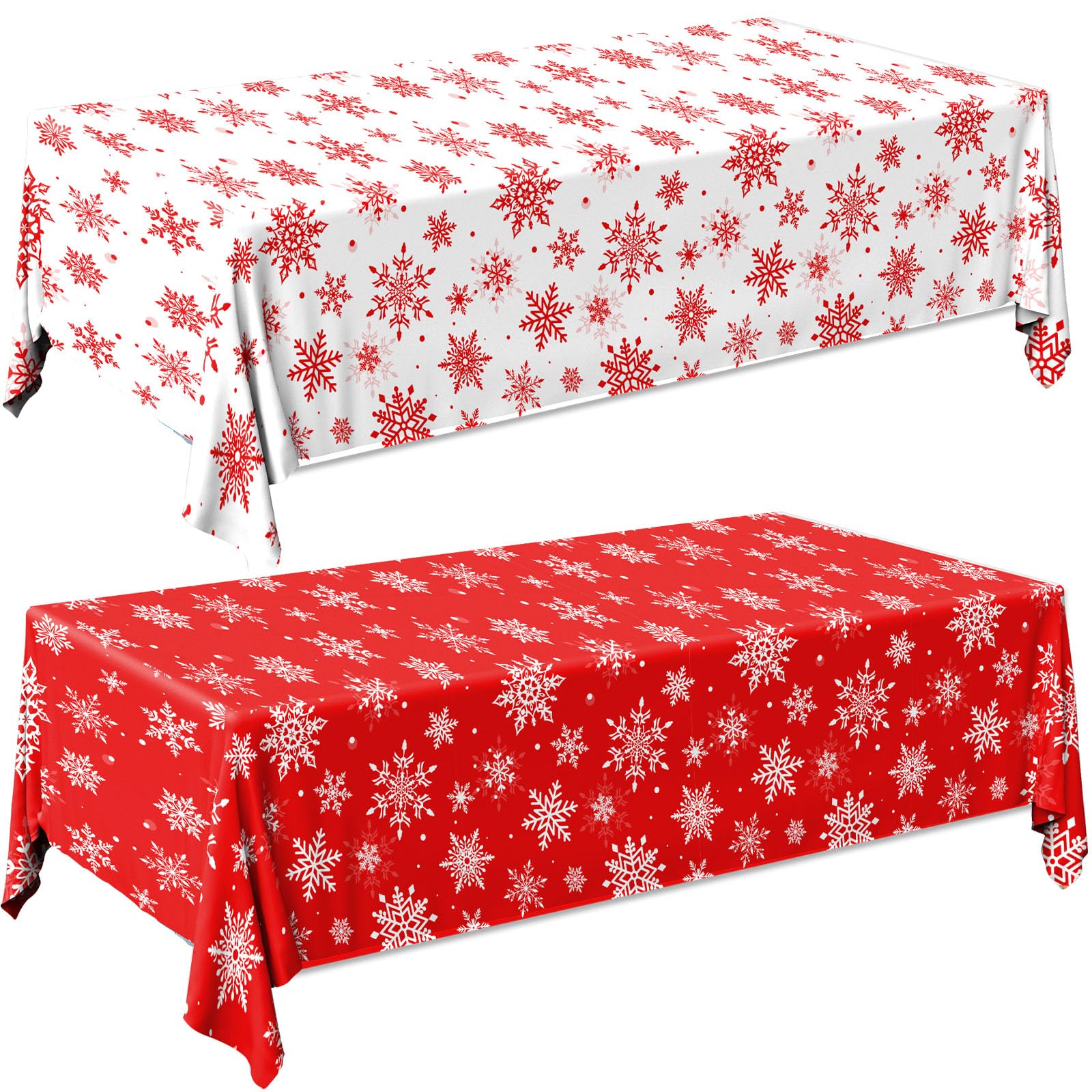 Amazon.com: Christmas Snowflake Tablecloth, 2Pcs Red and White Winter ...