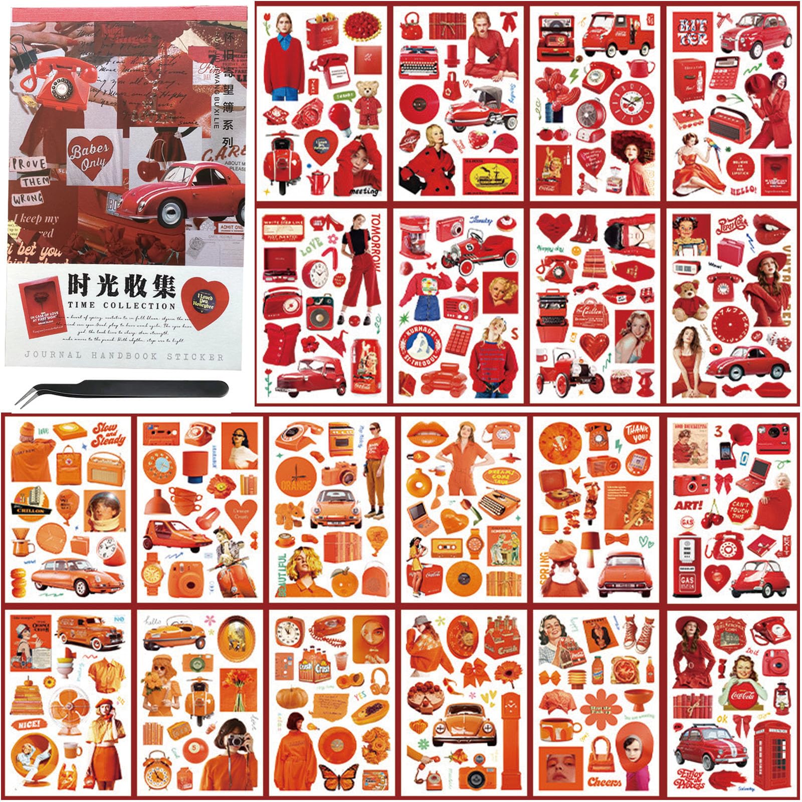 Amazon.com: Journal Stickers Set, 20 Sheets/325pcs Vintage Scrapbook ...