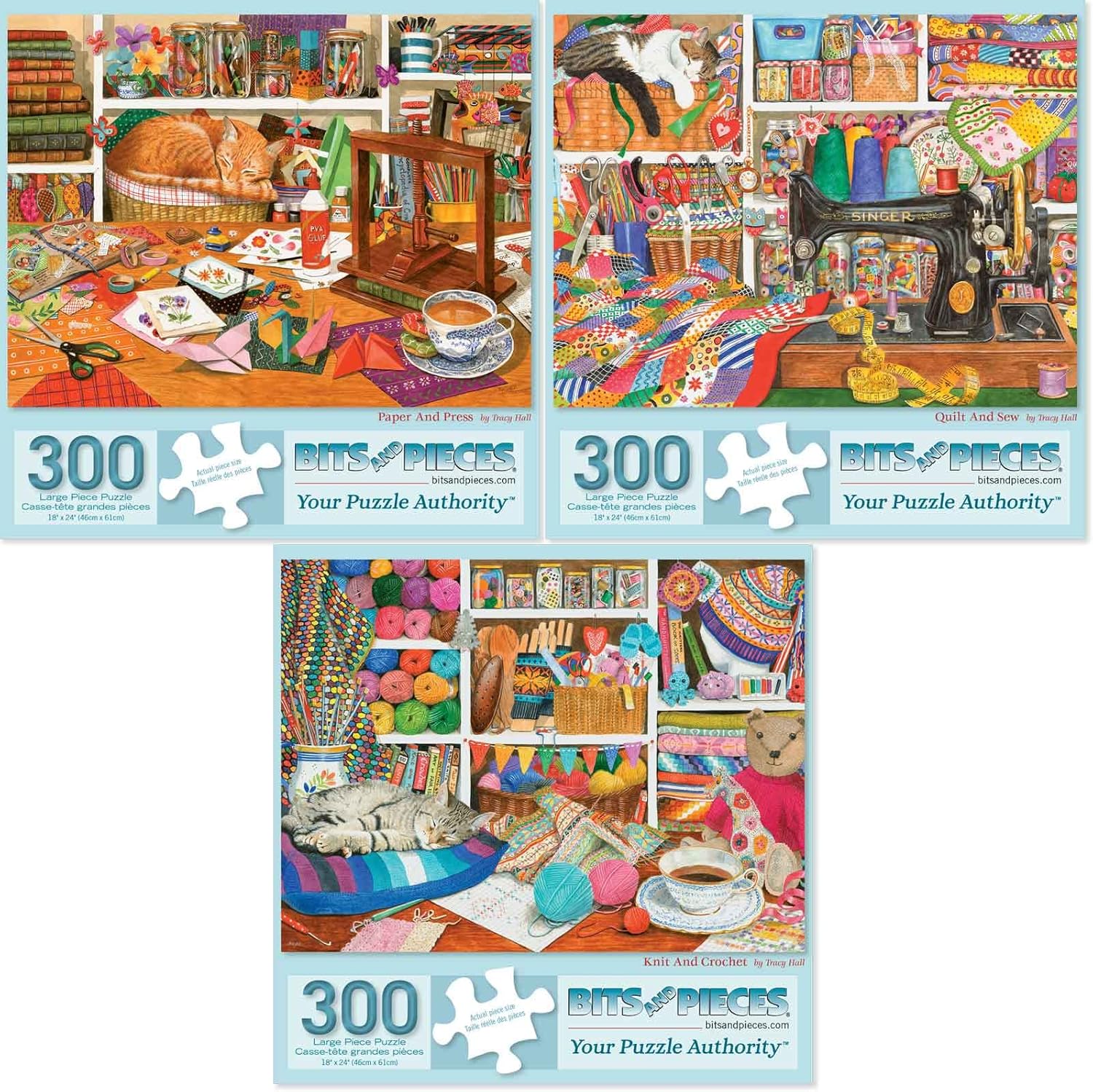 Amazon.com: Bits and Pieces - Value Set of Three (3) 300 Piece Jigsaw ...