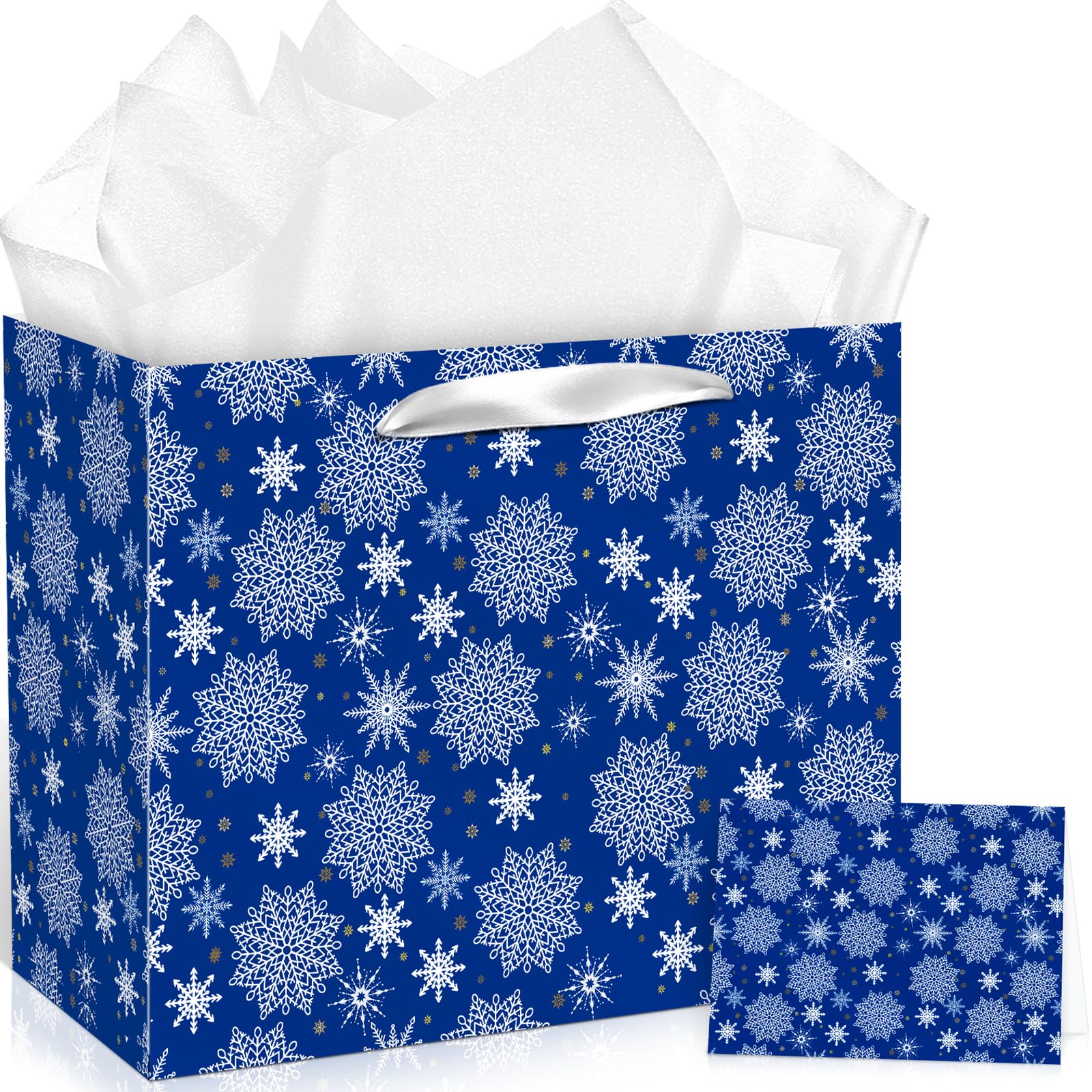 Amazon.com: Blue Snowflake Gift Paper Bag Snowflake Winter Birthday ...