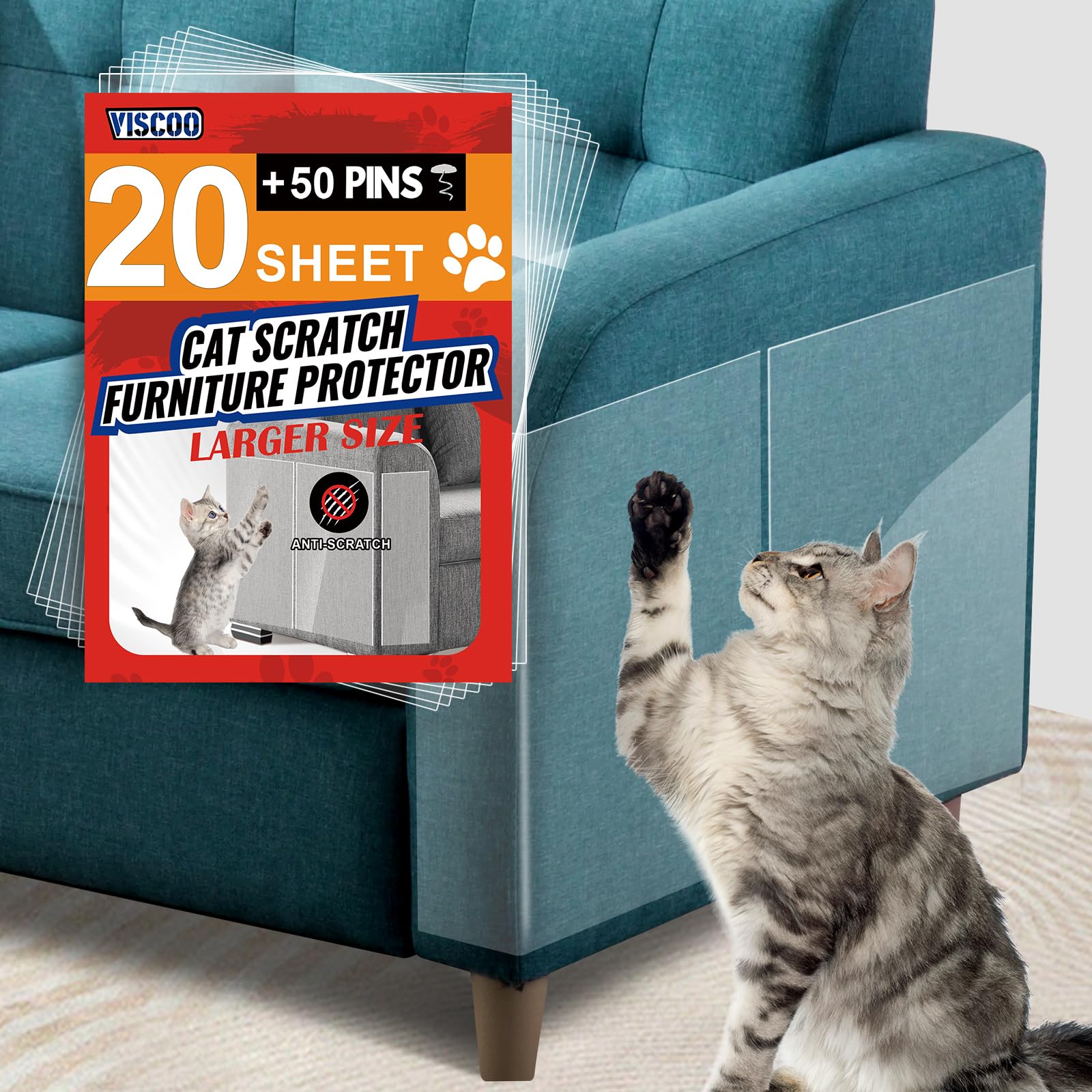 Amazon.com : VISCOO Anti Cat Scratch Furniture Protector,20Pack Cat ...