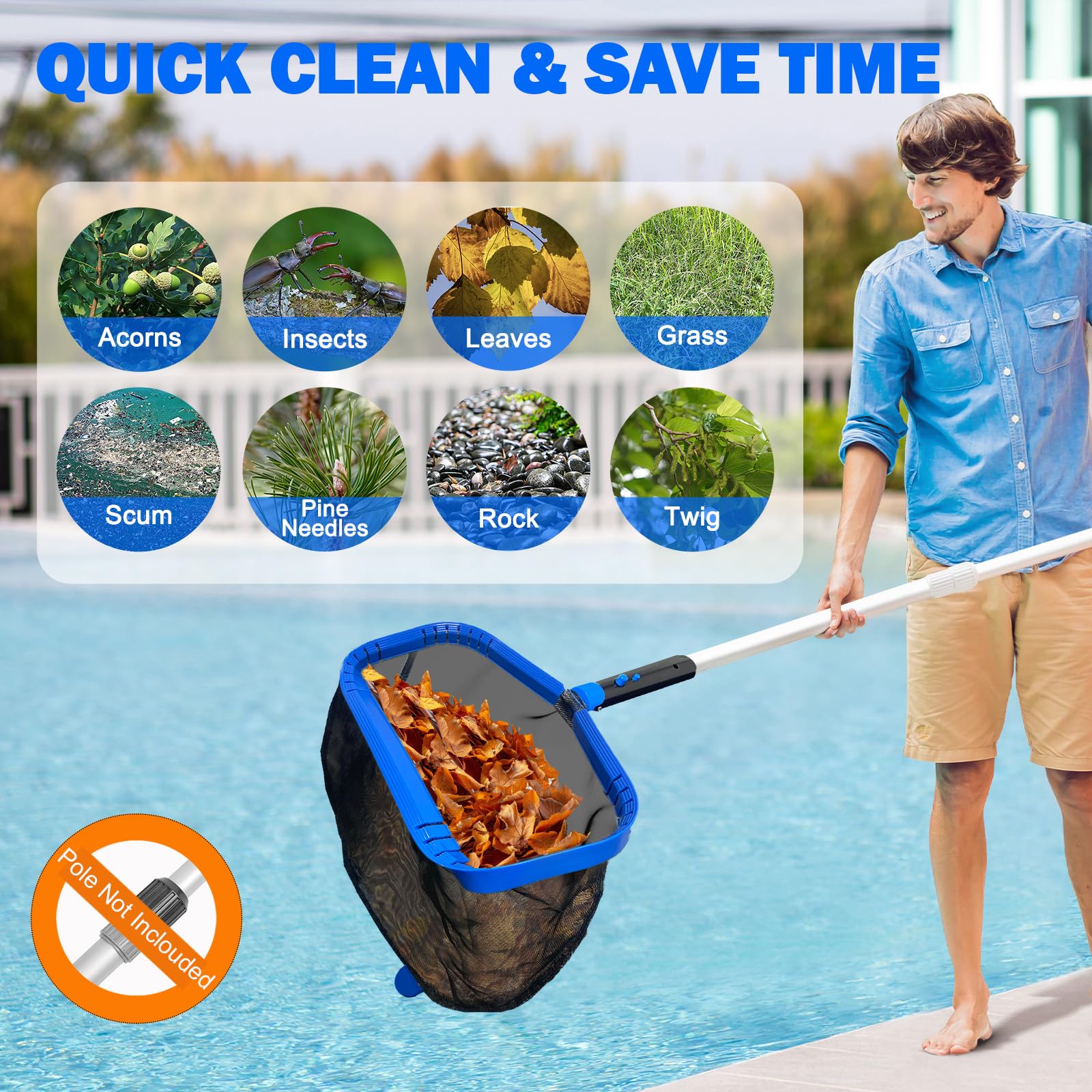 Snapklik.com : ROMIVO Pool Skimmer Net, Pool Net Skimmer For Cleaning ...