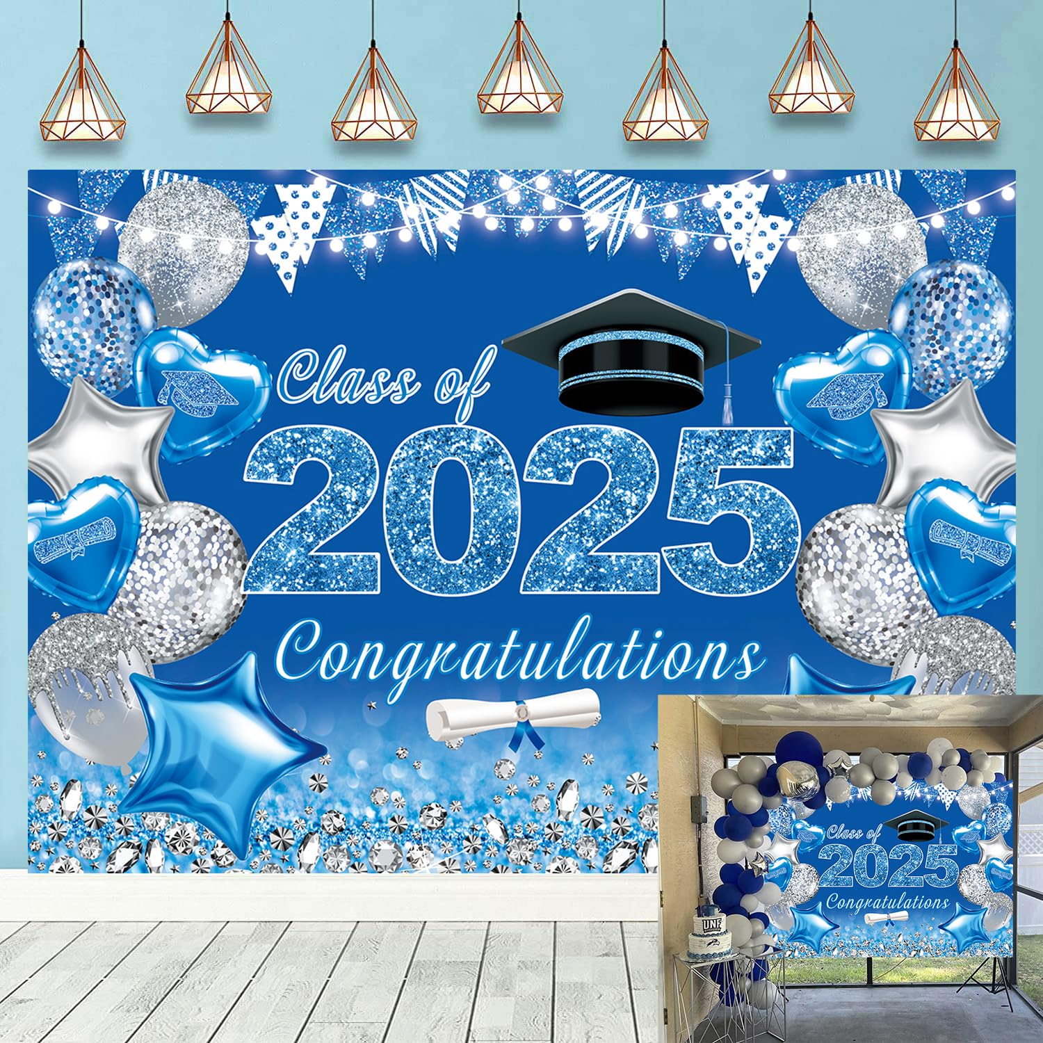 Fondos De La Clase 2024 En Color Azul Año 2024 De Color Neón Azul