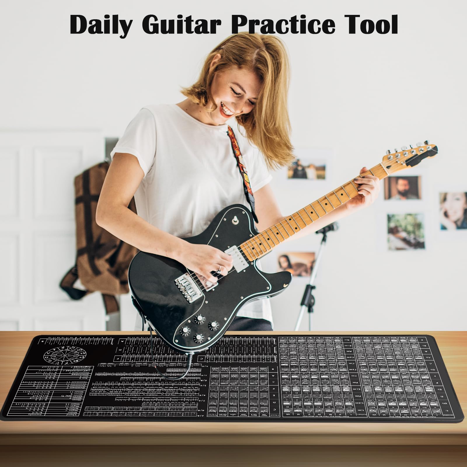 Snapklik.com : Guitar Practice Mat Guitar Knowledge Chart Mat 39” X 18 ...