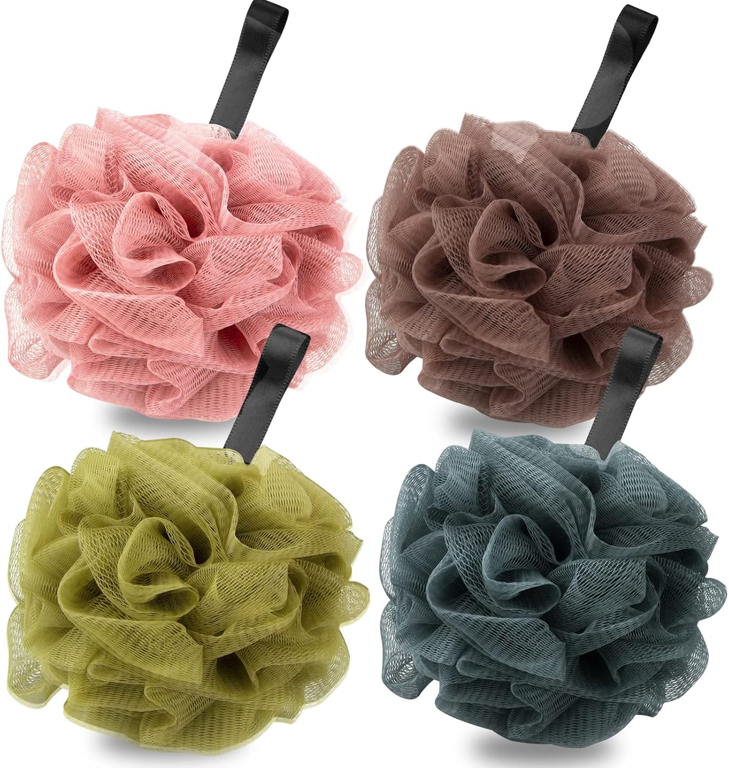 4 Pack Bath Sponge Shower Puff Sponges Bath Soft Loofah Sponge Pouf ...