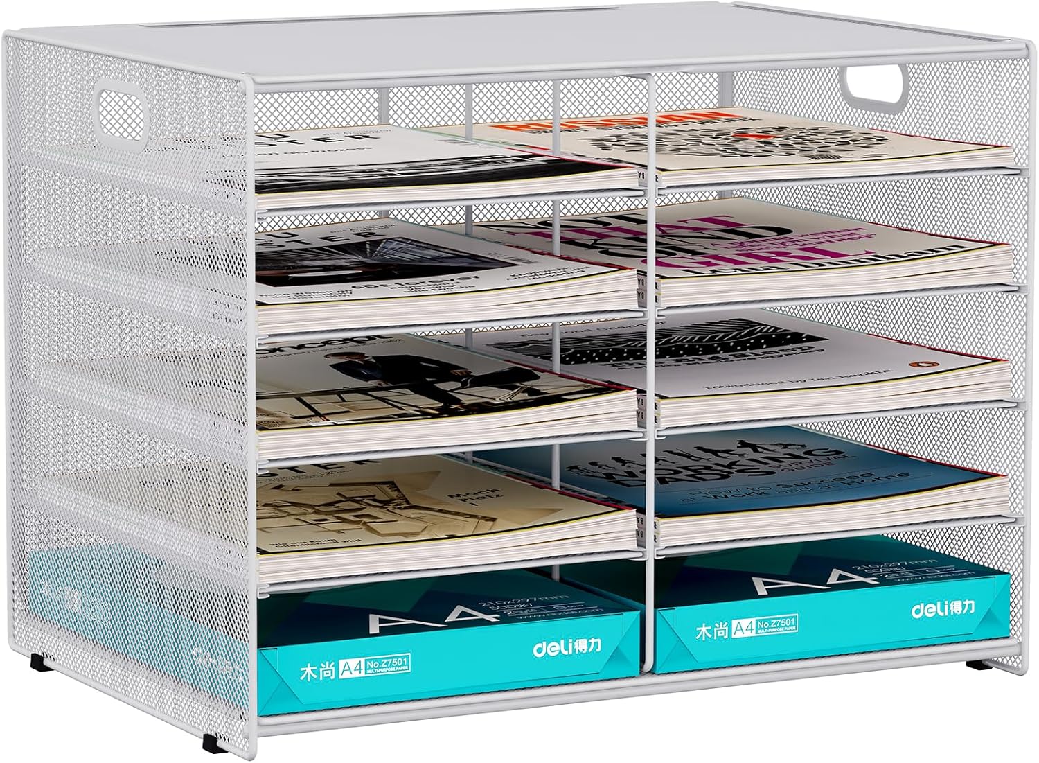 EasyPAG 5 Tier 10 Compartments Desktop A4 Mesh Filing Tray Office Desk ...