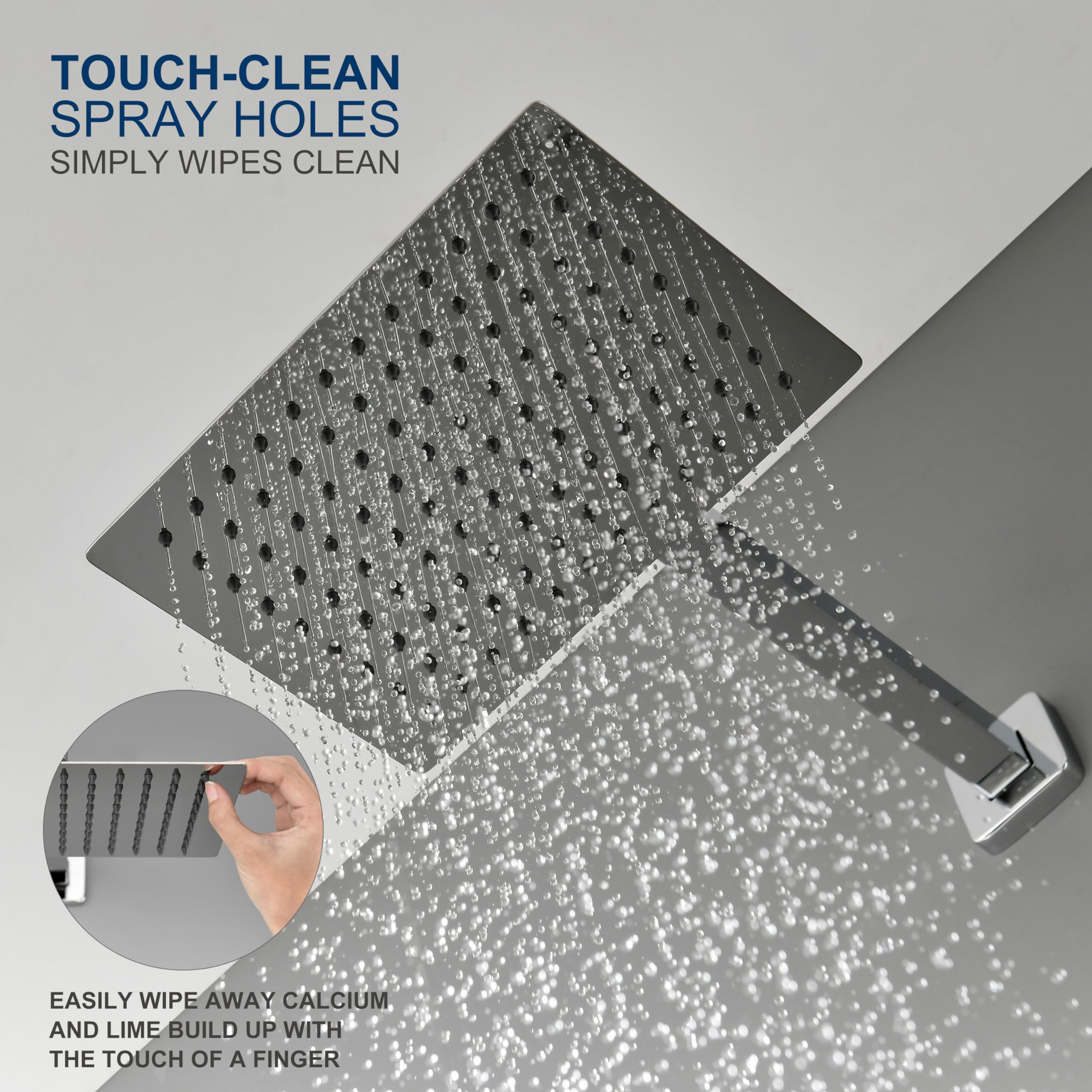 KENES Modern Polished Chrome Shower Faucet Set, Square Shower Trim Kit ...